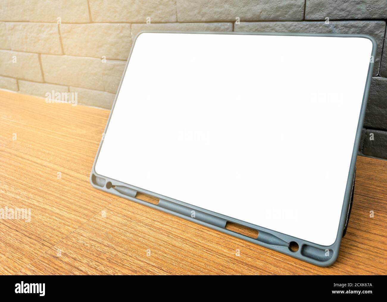 Blank space or empty space of tablet screen, white colour. Tablet on ...