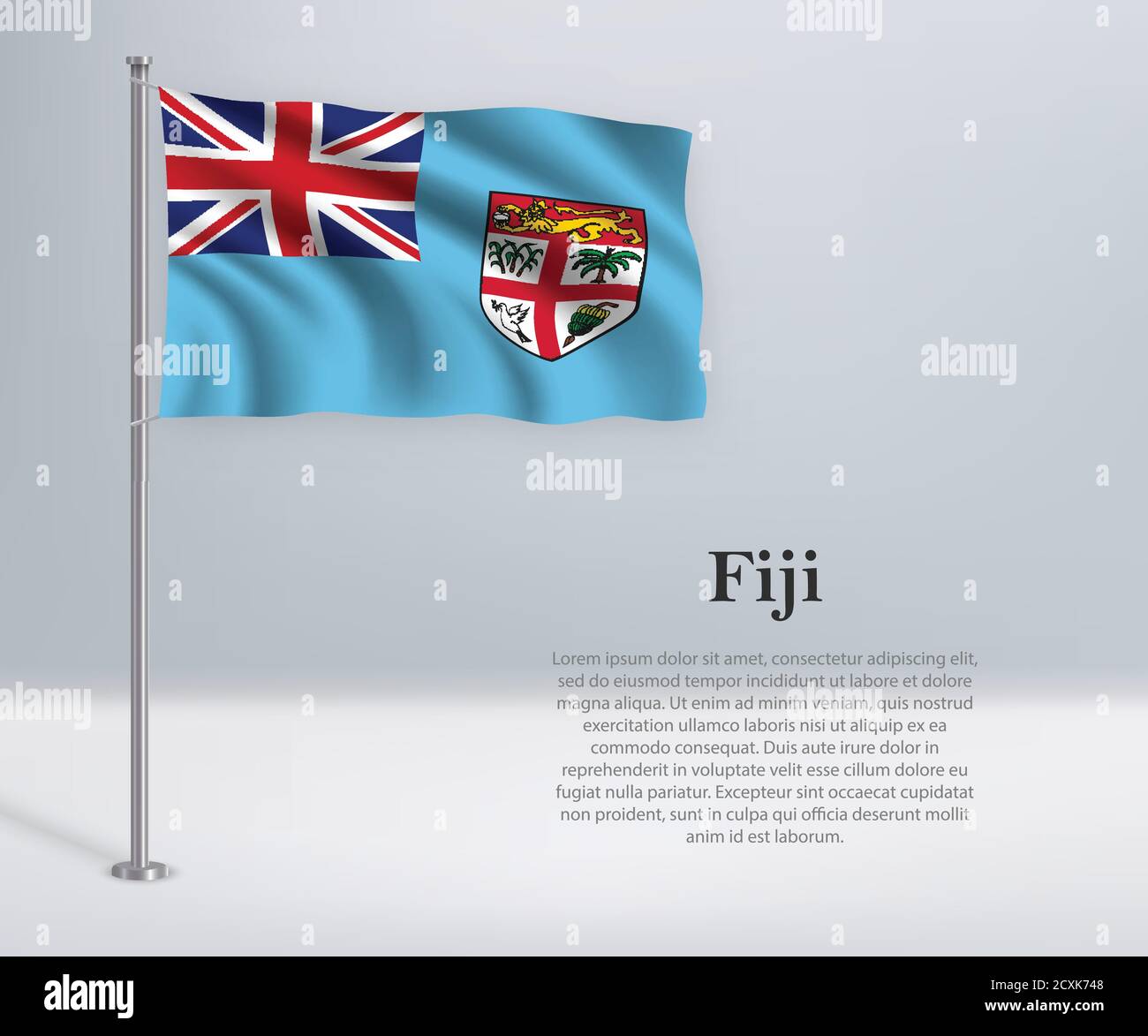 Waving flag of Fiji on flagpole. Template for independence day Stock Vector Image & Art - Alamy