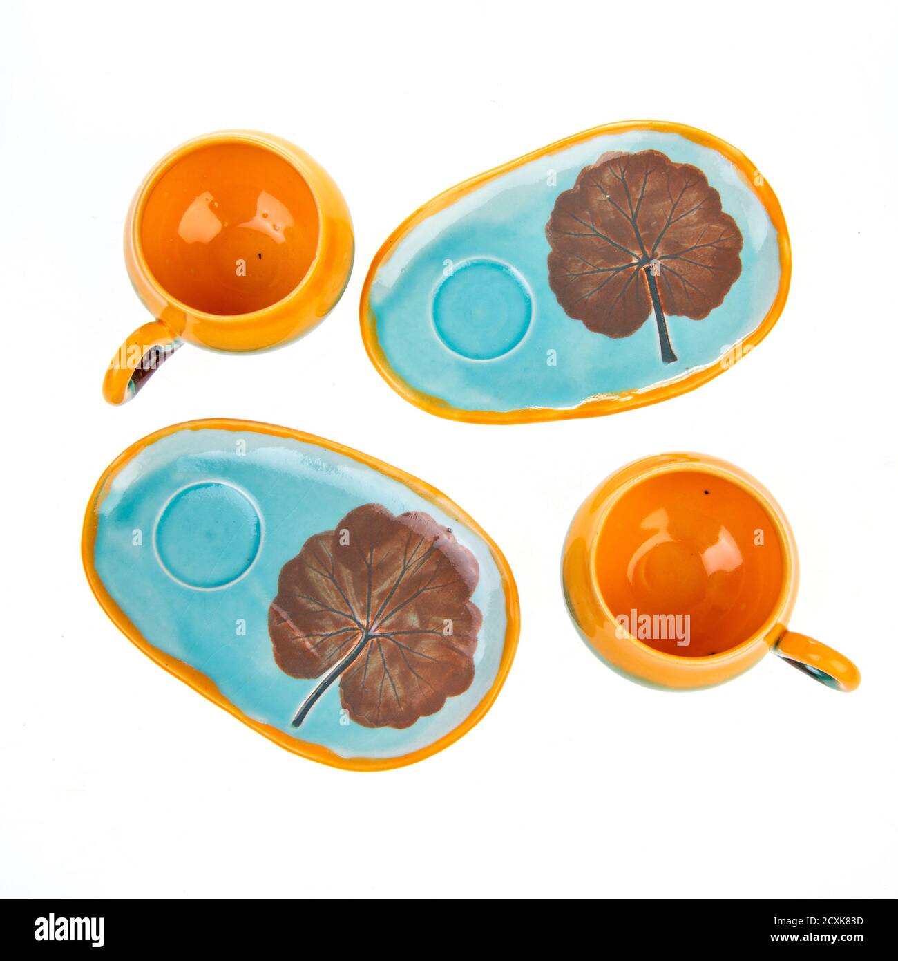 colorful ceramic coffee cups on white background isolated Stock Photo ...