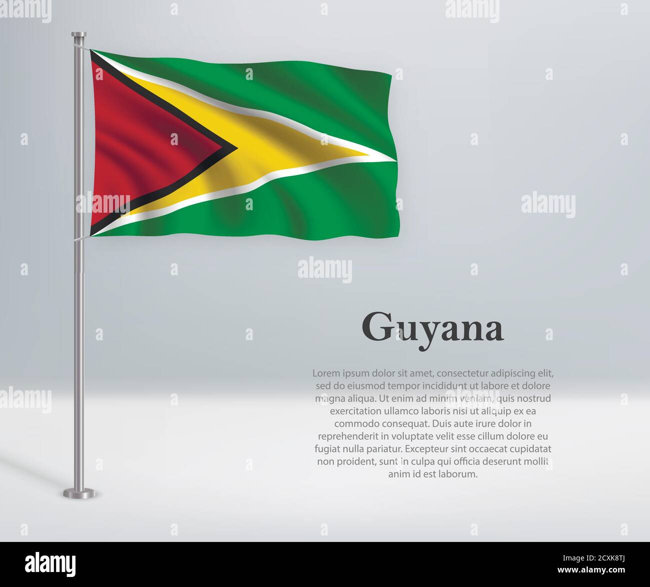 Waving flag of Guyana on flagpole. Template for independence day Stock Vector Image & Art - Alamy