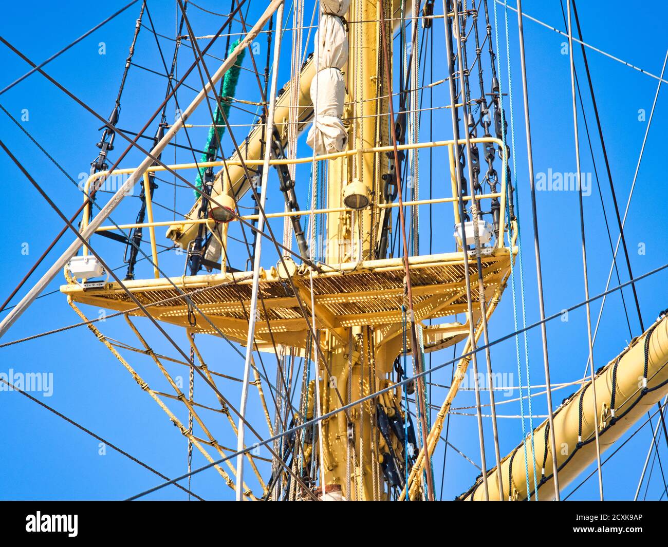 Vintage sailing ship mast ropes and tackle, Tall ship rigging mast ...