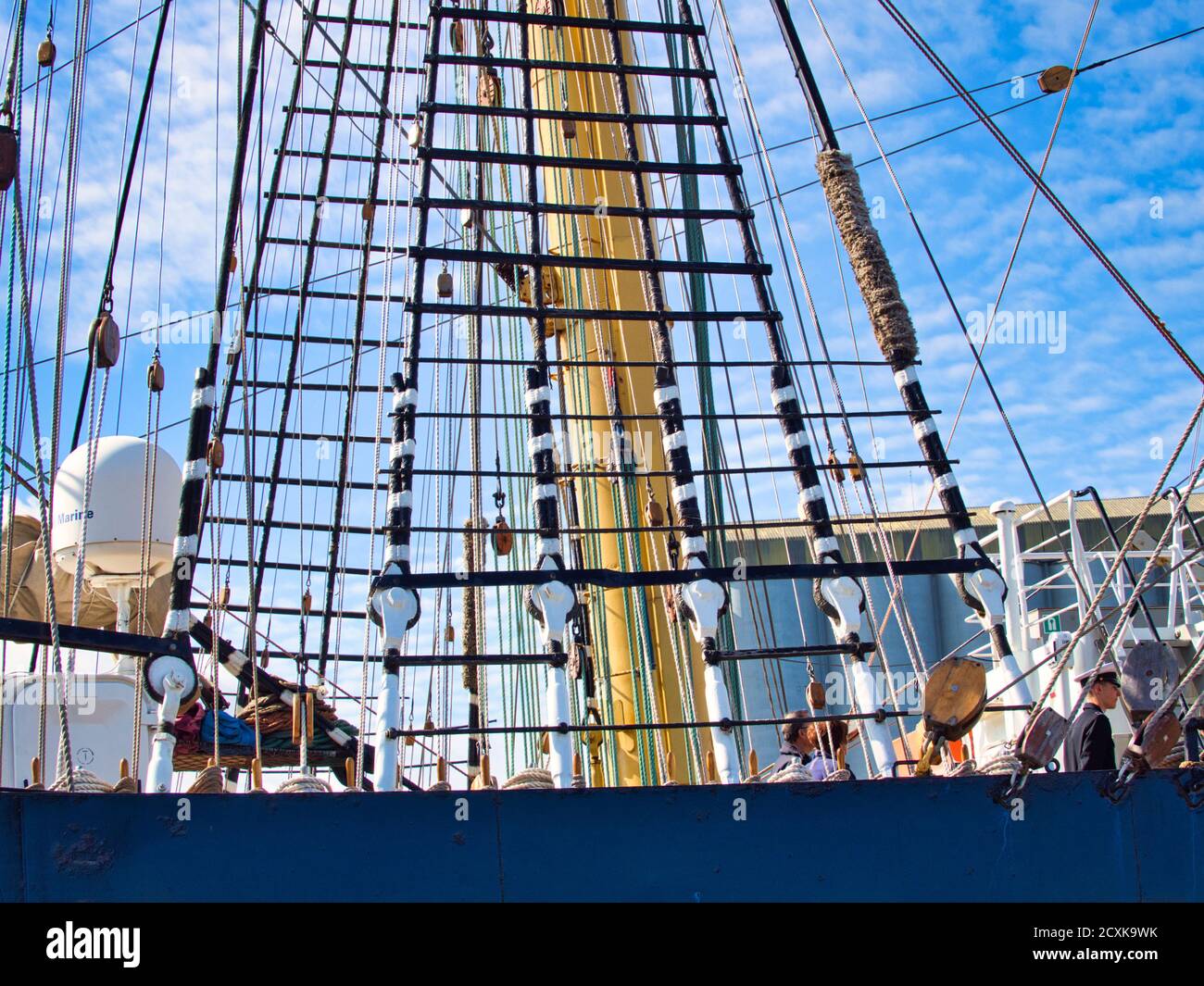 Vintage sailing ship mast ropes and tackle, Tall ship rigging mast ...