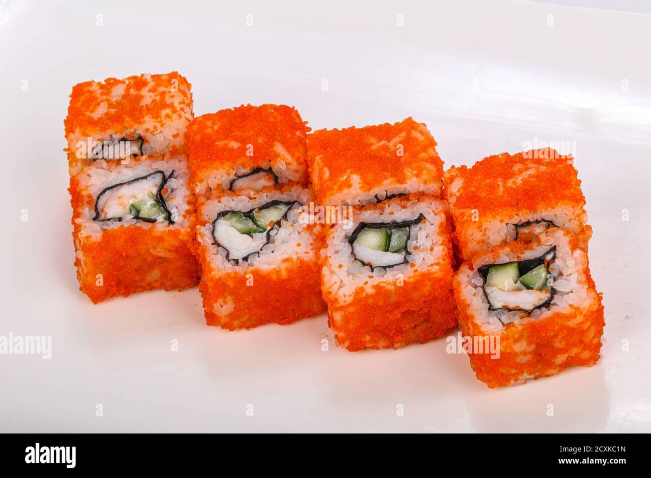 Japanese California roll with prawn and cheese Stock Photo - Alamy