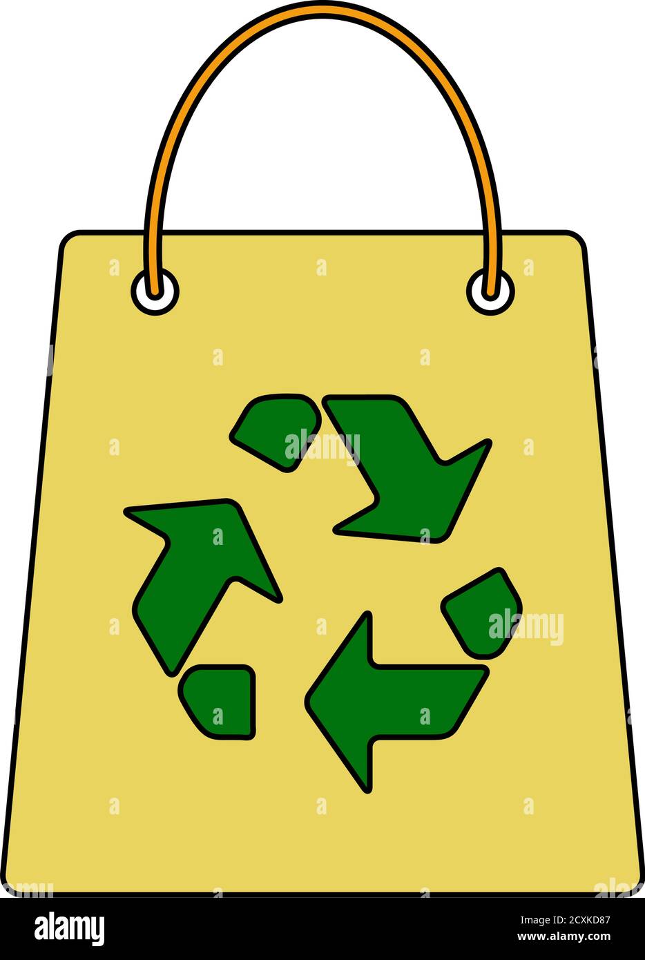 Shopping Bag With Recycle Sign Icon. Outline With Color Fill Design ...