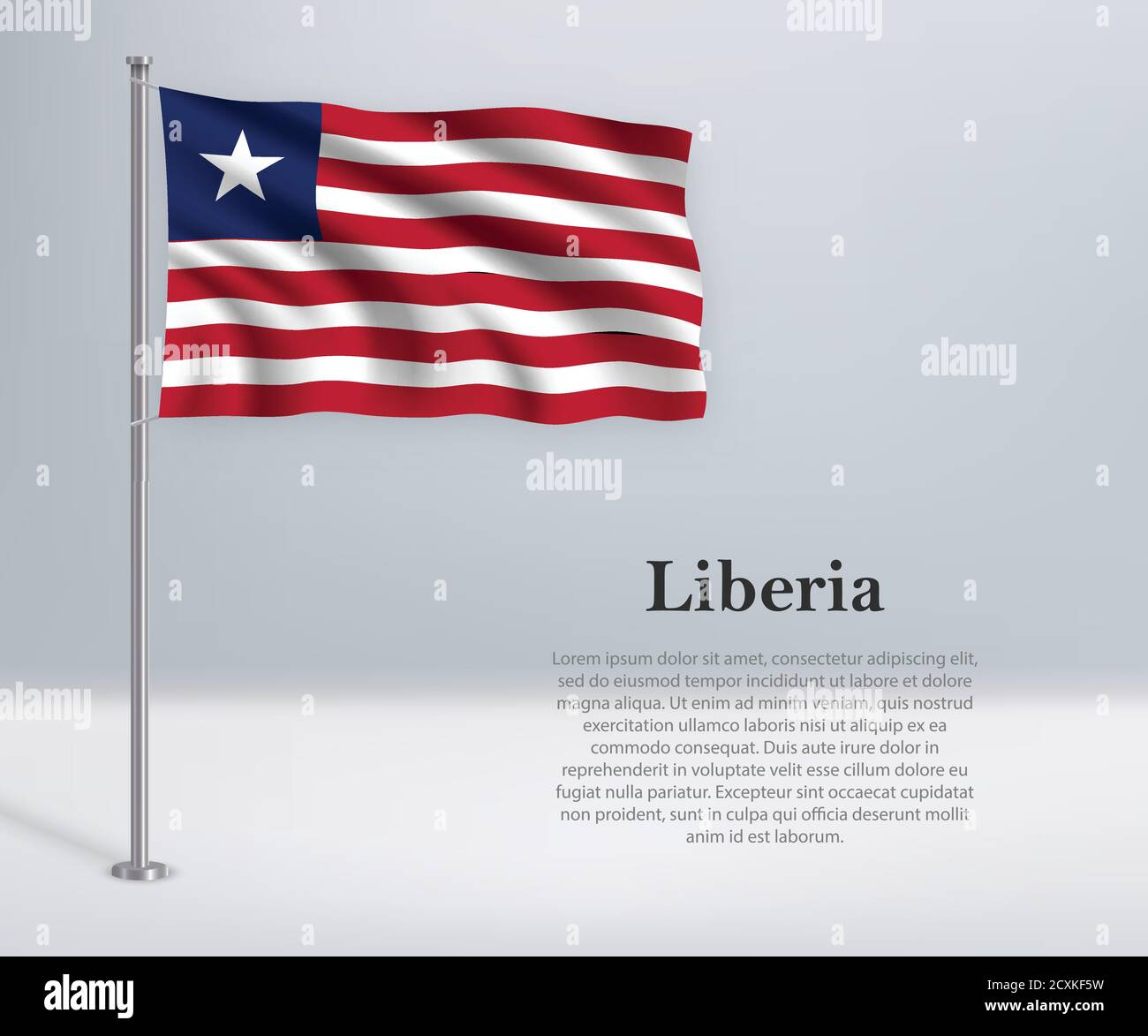 Waving flag of Liberia on flagpole. Template for independence da Stock ...