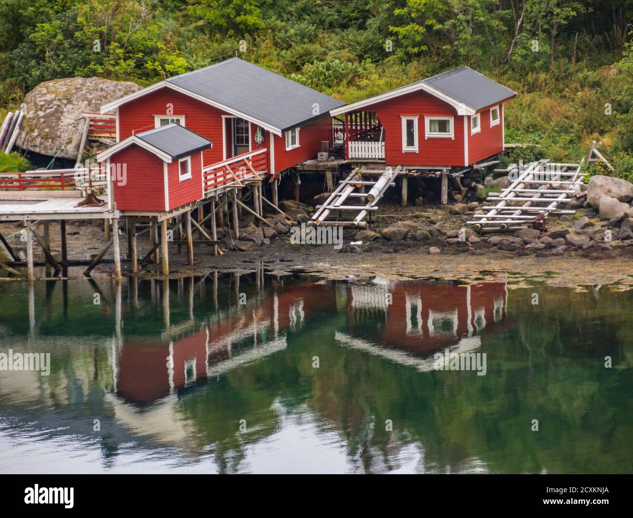 Reine, Norway - Aug 2019: View on traditional house called rorbu. Rorbu ...