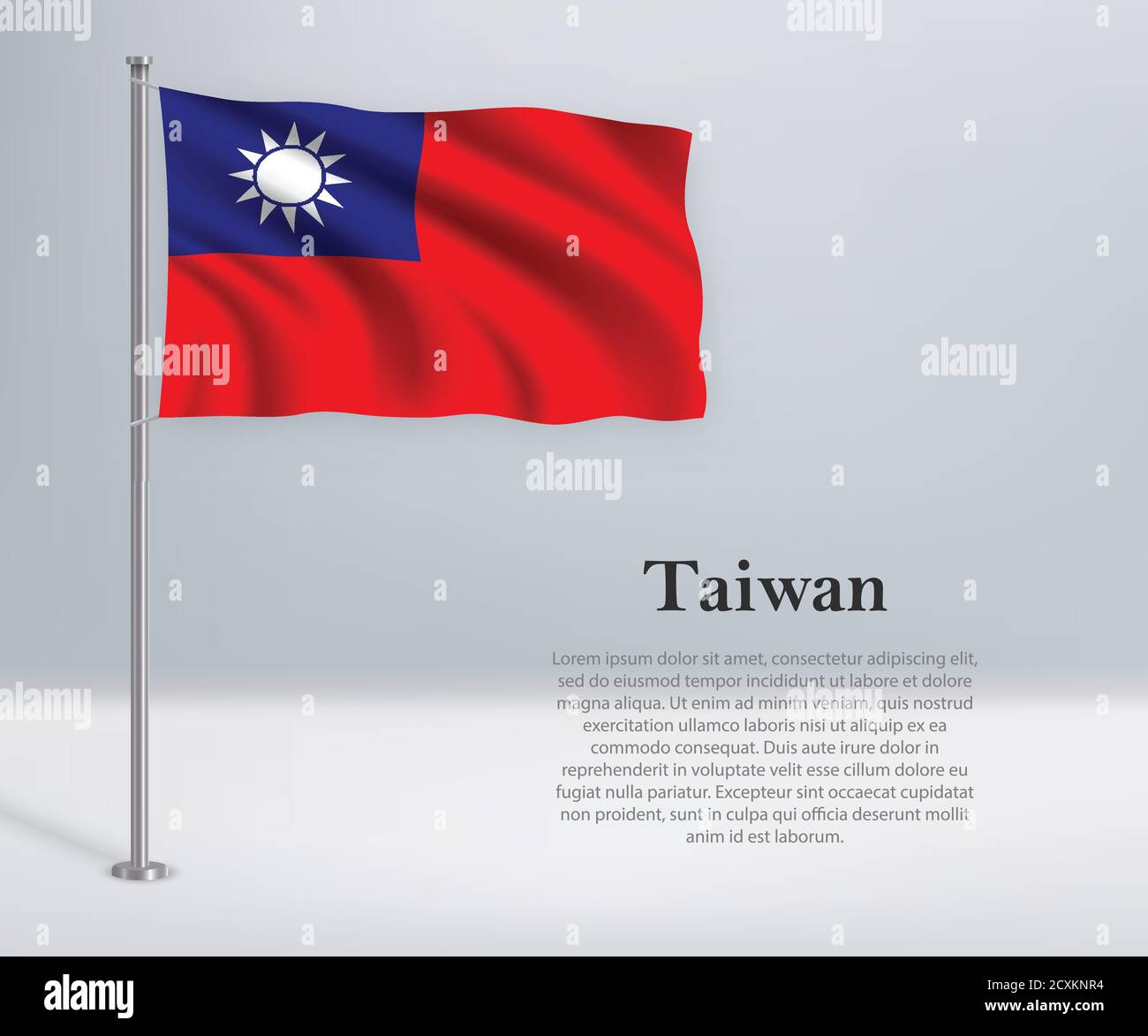 Waving flag of Taiwan on flagpole. Template for independence day Stock ...