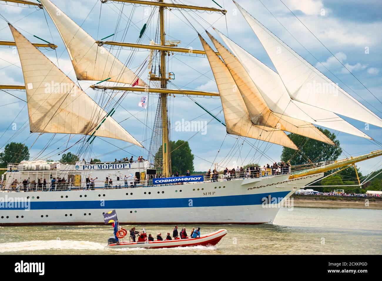 ROUEN, FRANCE - JUNE Circa, 2019. Part of the Russian barque three ...