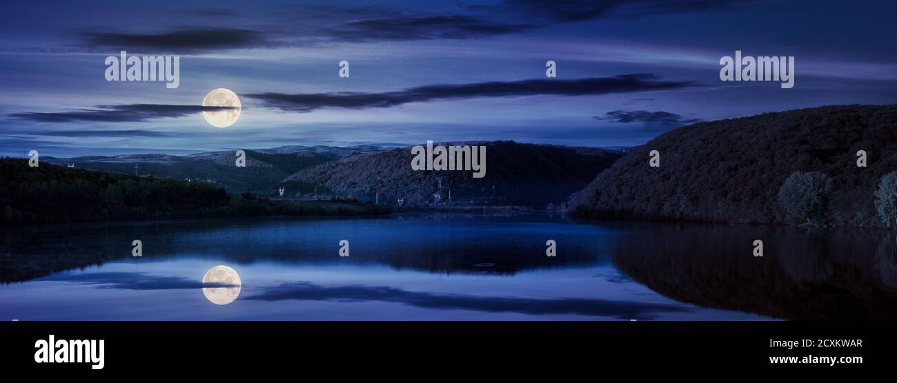 Moonlight Lake Shore Night High Resolution Stock Photography and Images ...