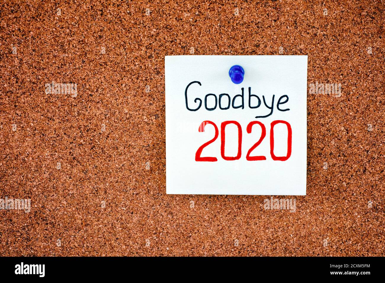 Paper note with words Goodbye 2020 on corkboard Stock Photo - Alamy