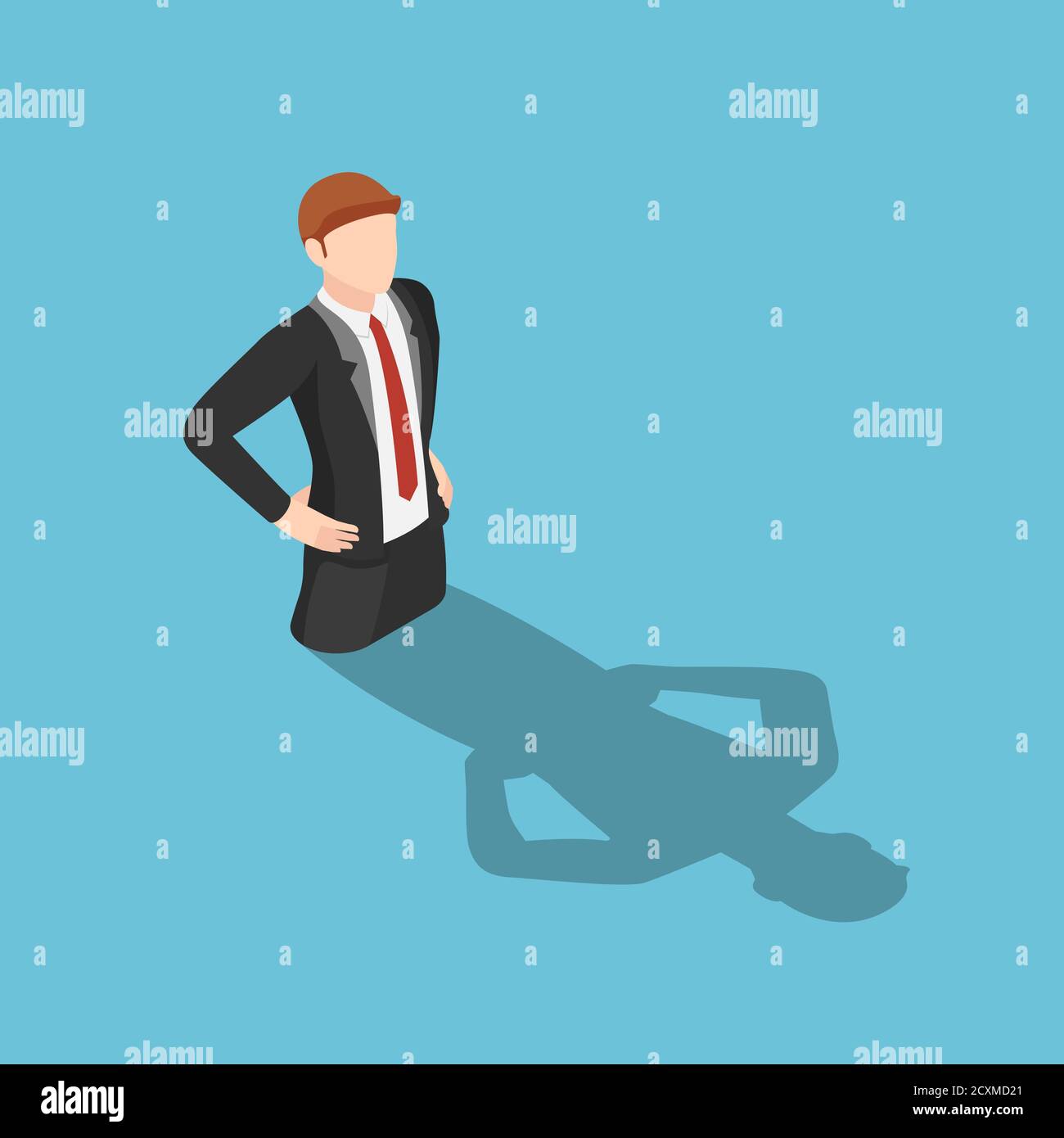Falt 3d Isometric Businessman Drowning in His Shadow. Business Failure ...