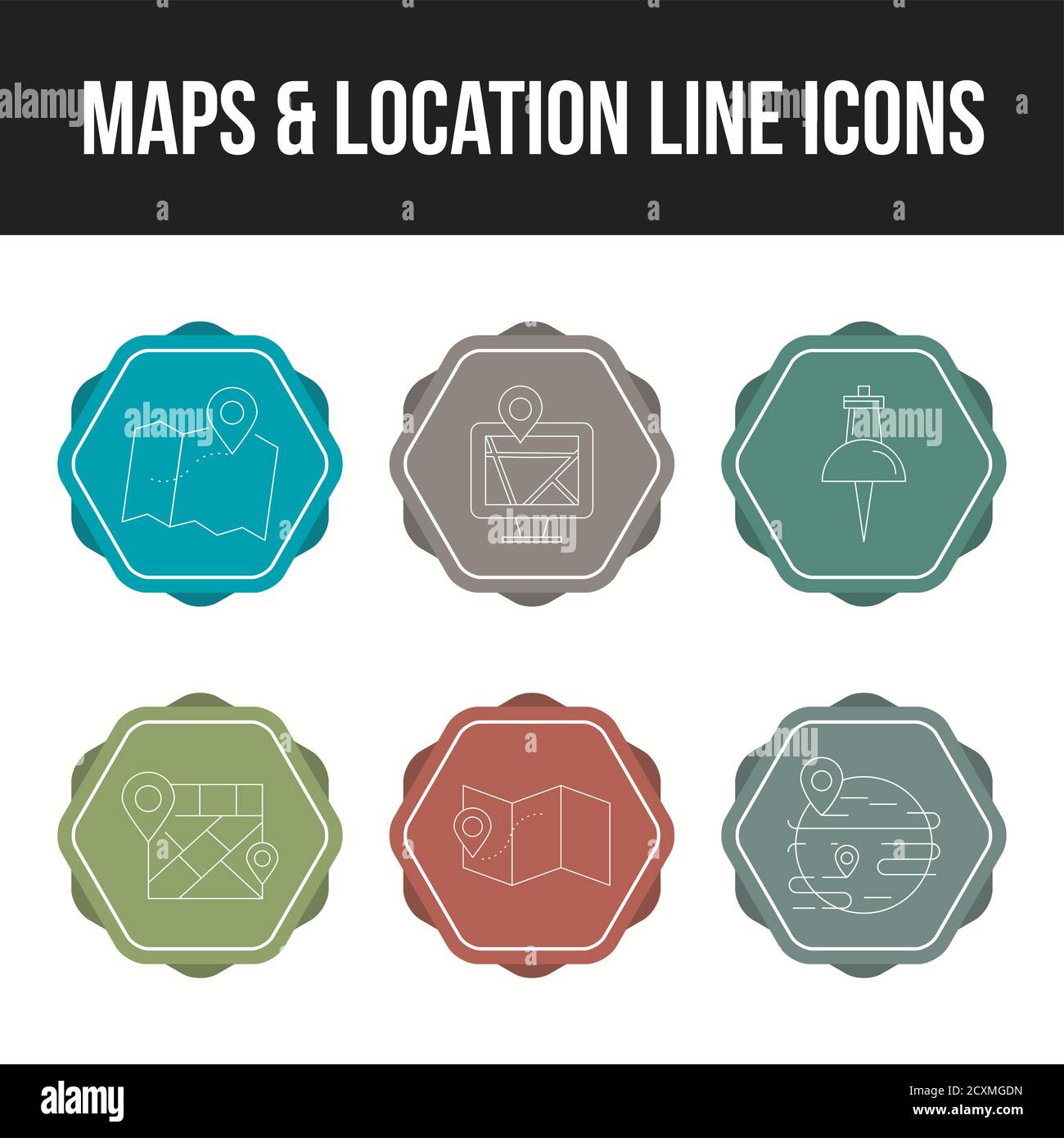 Unique set of maps & location 6 line icons Stock Vector Image & Art - Alamy