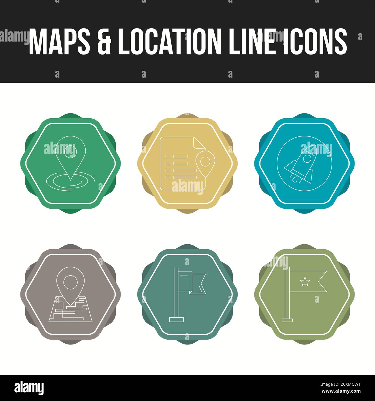 Unique icon set of maps & location line icons Stock Vector Image & Art ...
