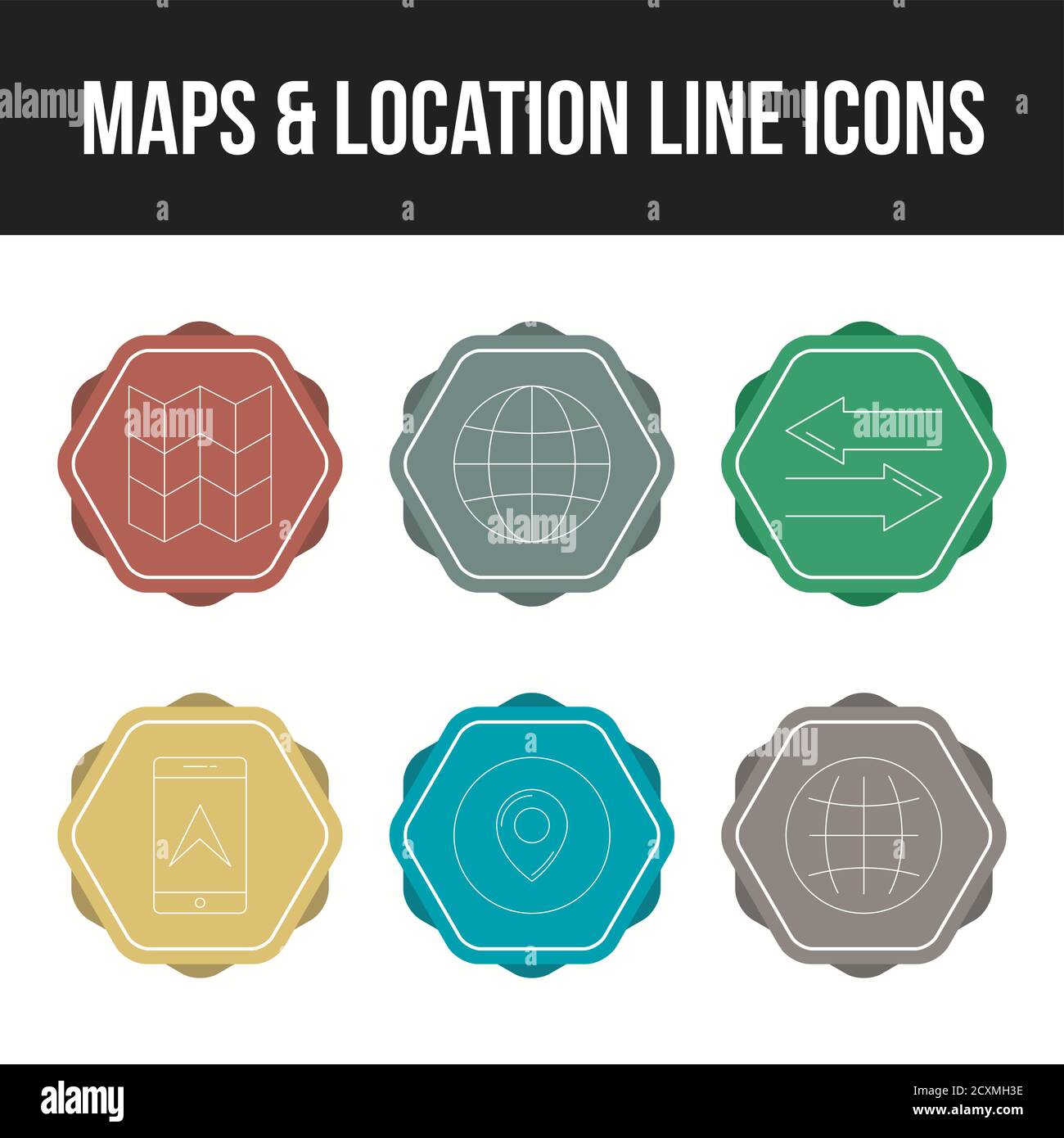 Unique set of maps & location 6 line icons Stock Vector Image & Art - Alamy