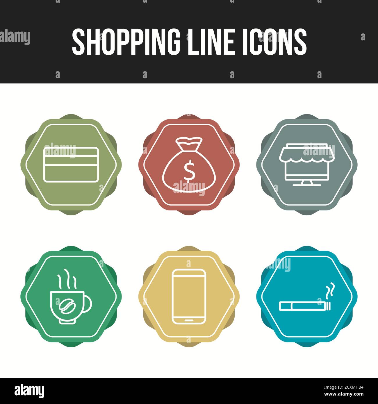 Icon set of six unique shopping line icons Stock Vector Image & Art - Alamy