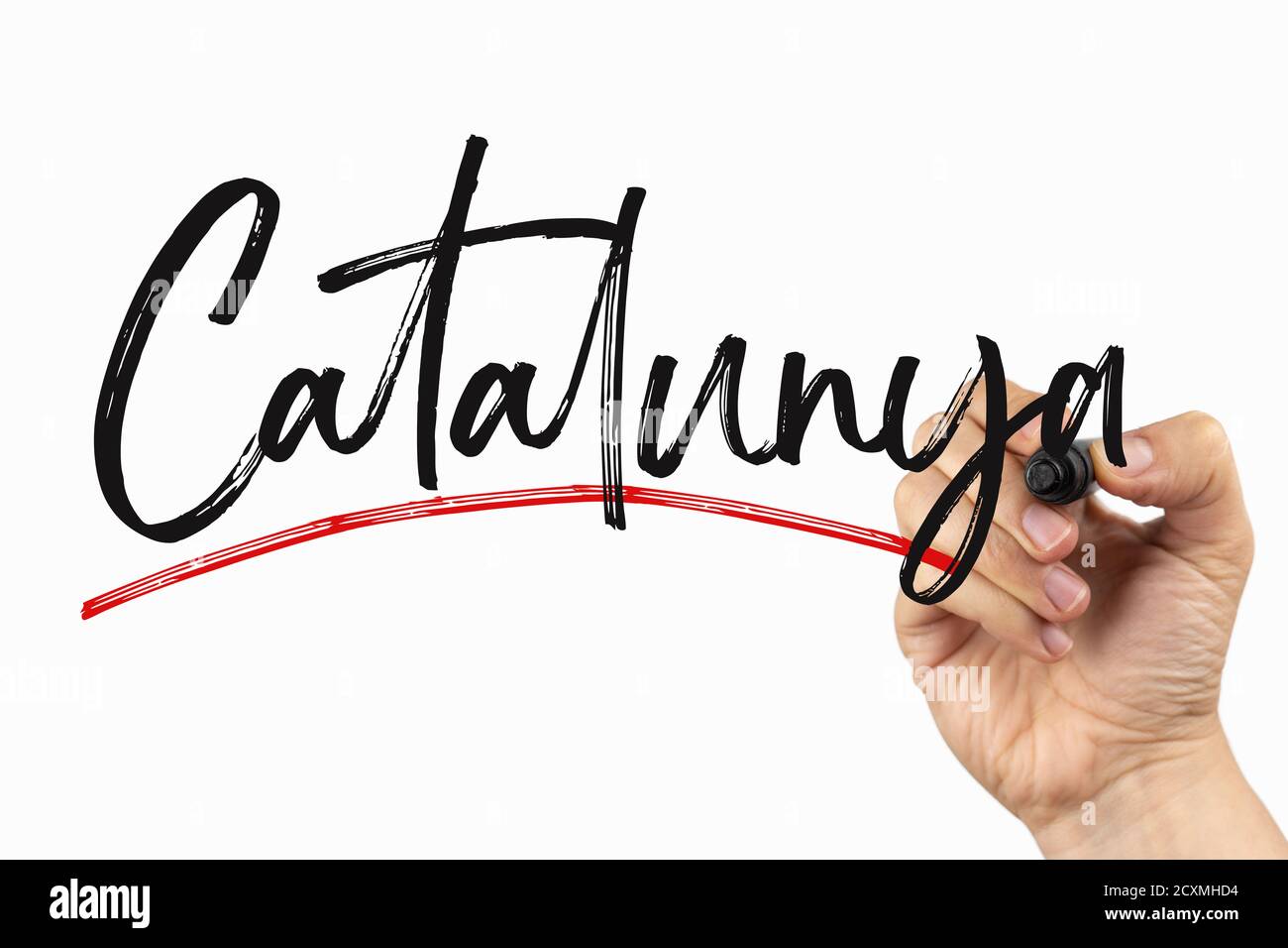 Catalonia title in catalonian. Doodle on a whiteboard, written with ...