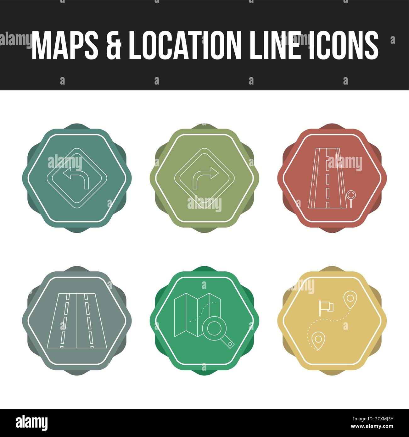 Beautiful maps & location unique line icon set Stock Vector Image & Art ...
