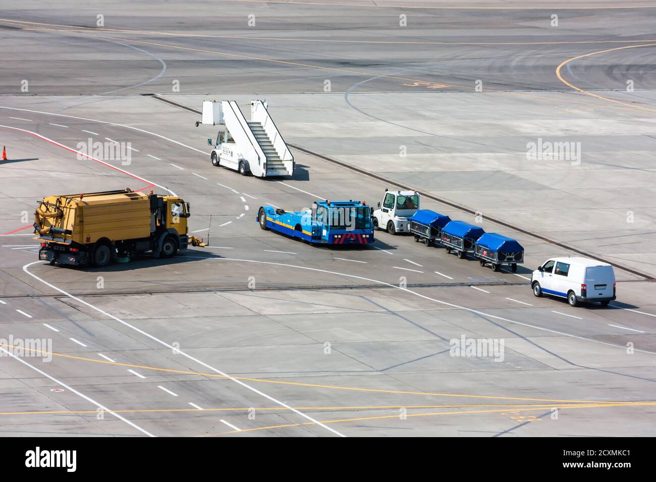 Airfield universal cleaning machine, pushback tug, passenger boarding ...