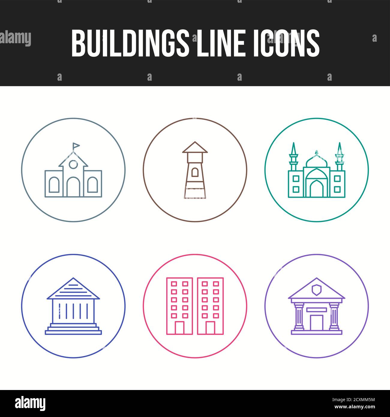 Unique Building and landmarks vector icon set Stock Vector Image & Art ...