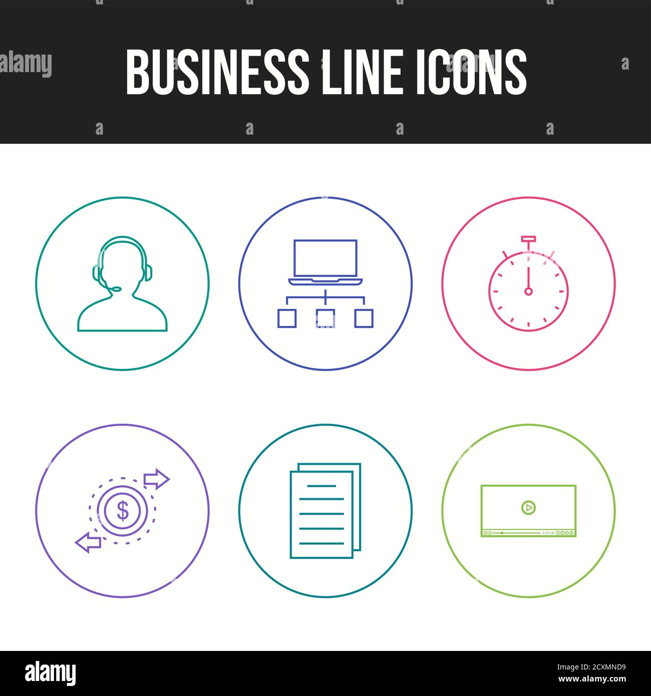 6 Beautiful Business Line vector icon set Stock Vector Image & Art - Alamy