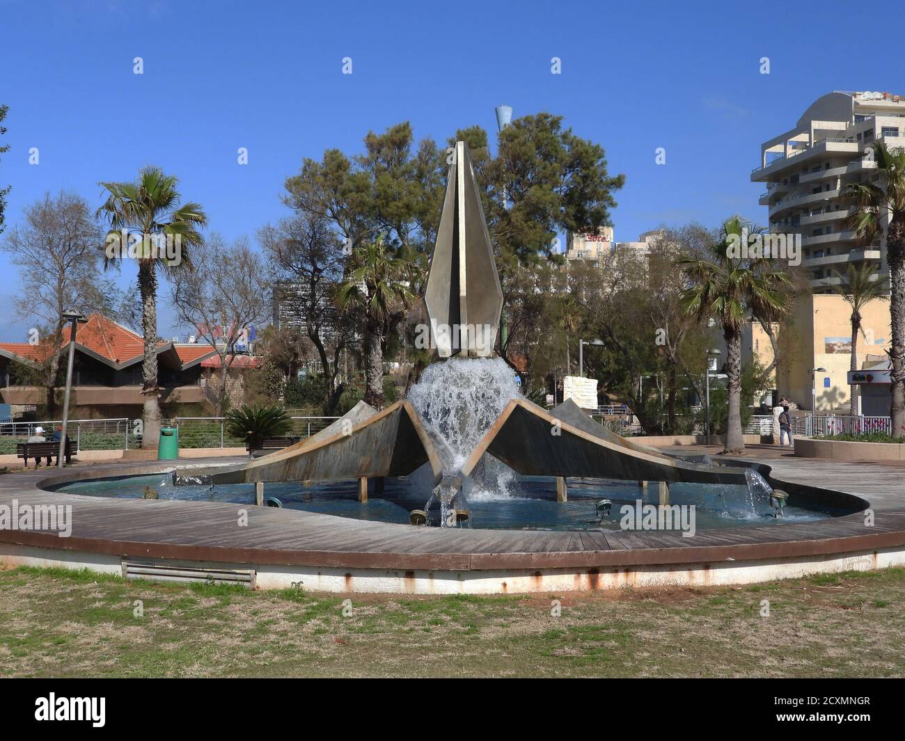 Israel, Sharon Region, Netanya coastal Promenade on the cliff ...