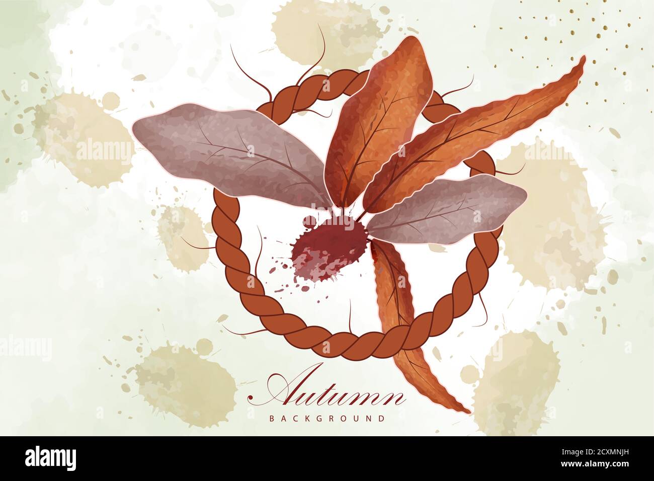 Autumn background with dry leaf and rope decoration Stock Vector Image ...