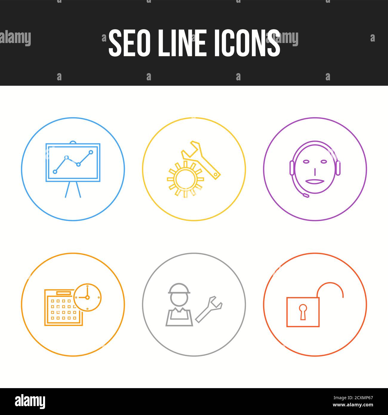 6 Unique vector icons in one set Stock Vector Image & Art - Alamy
