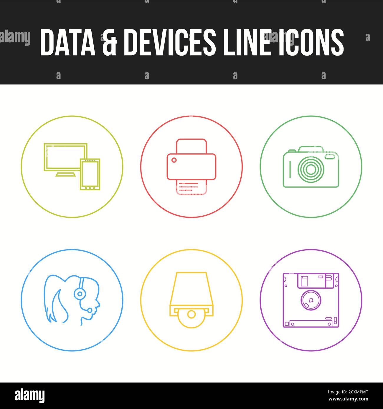Unique Line vecor icon set of Data and devices icons Stock Vector Image ...