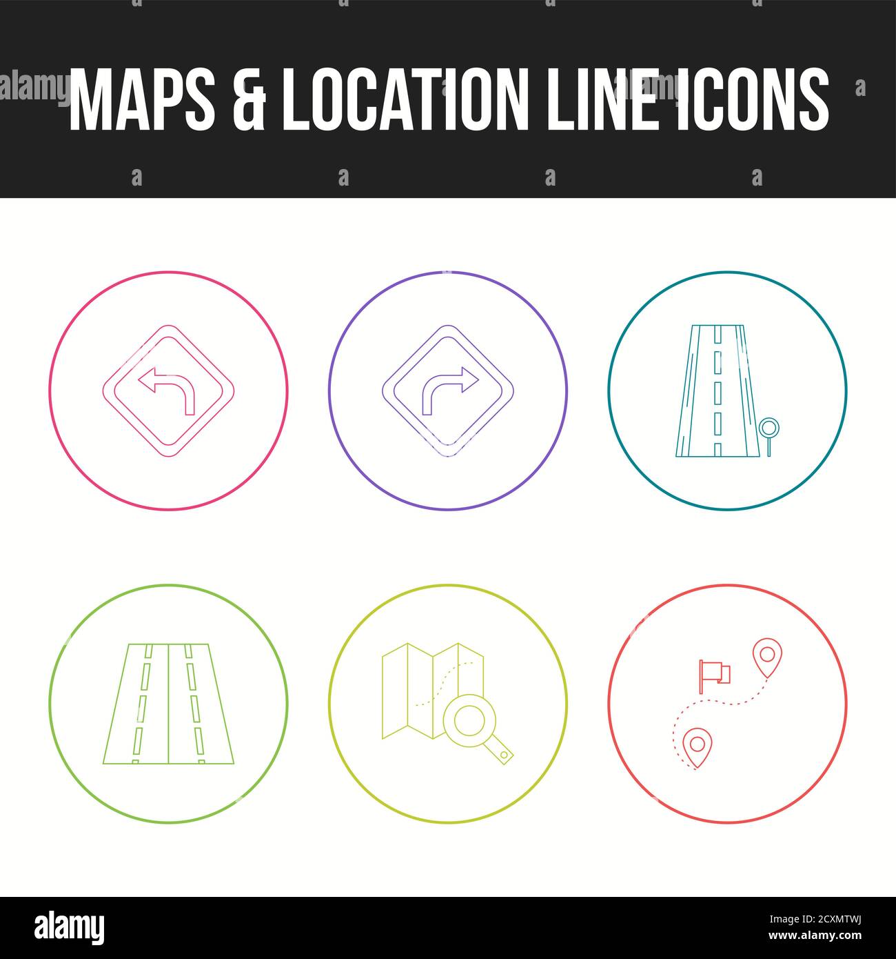 Beautiful maps & location unique line icon set Stock Vector Image & Art ...