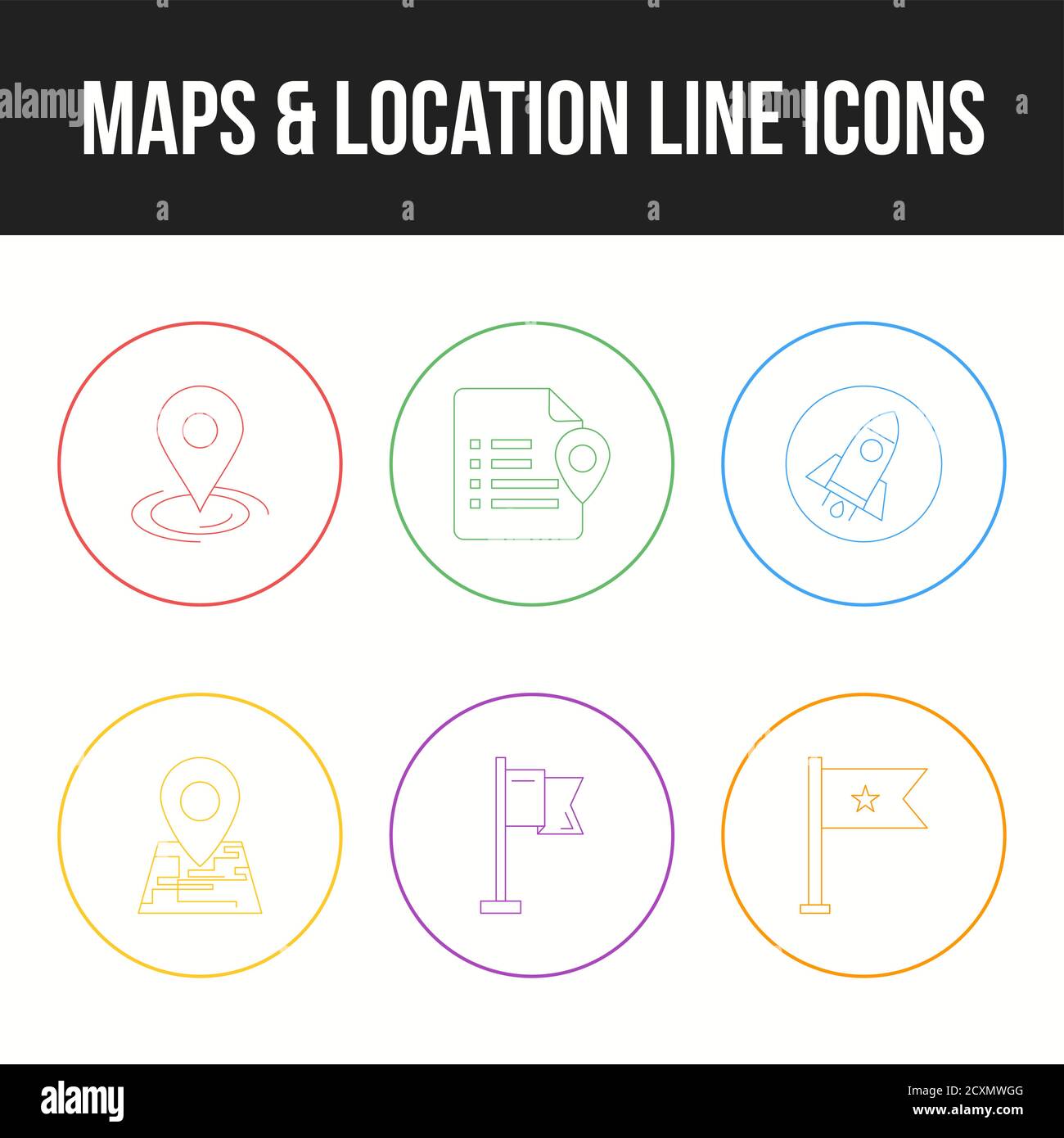 Unique icon set of maps & location line icons Stock Vector Image & Art ...