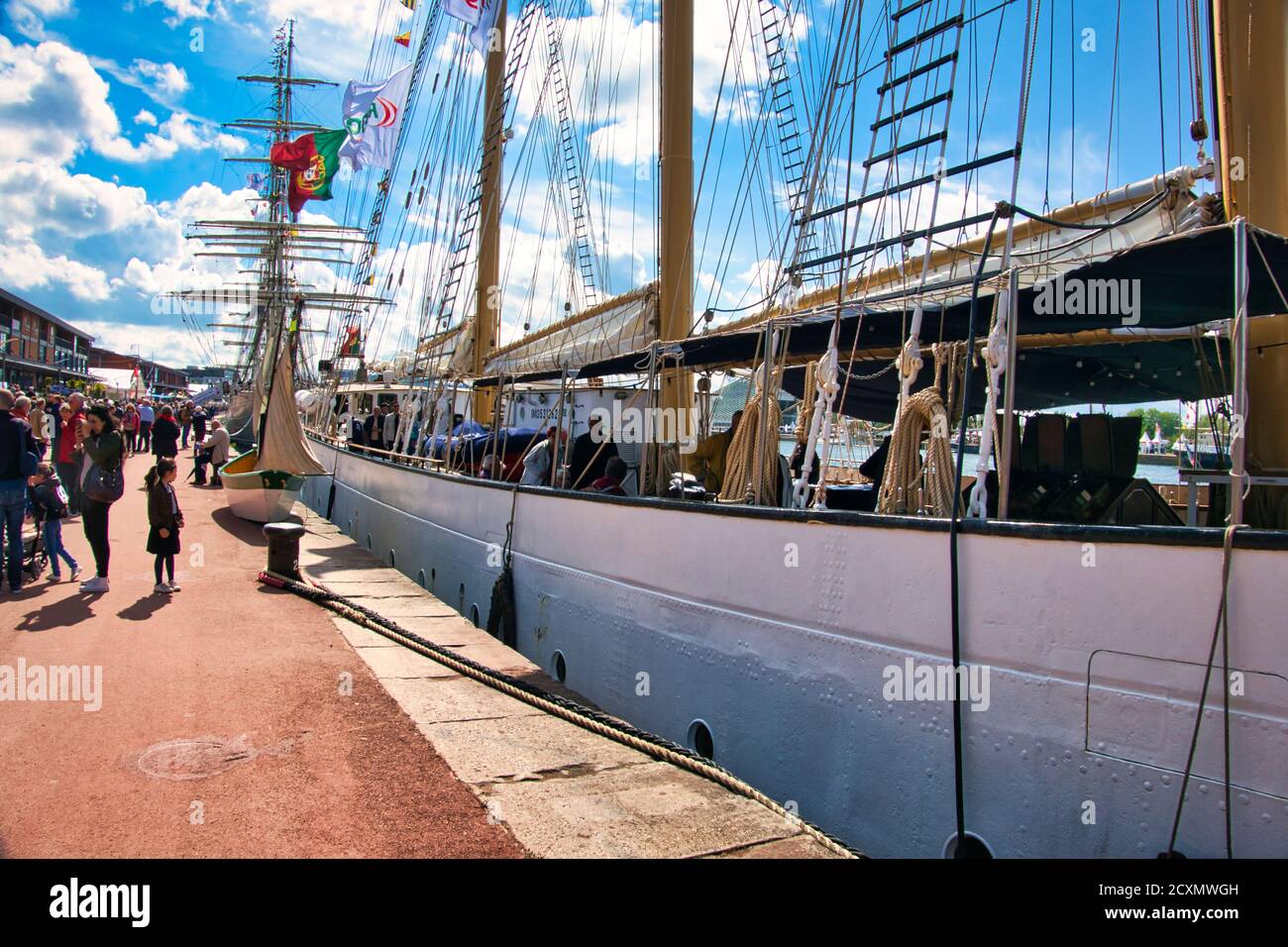 ROUEN, FRANCE - JUNE Circa, 2019. Part of The four masted ailing ship ...