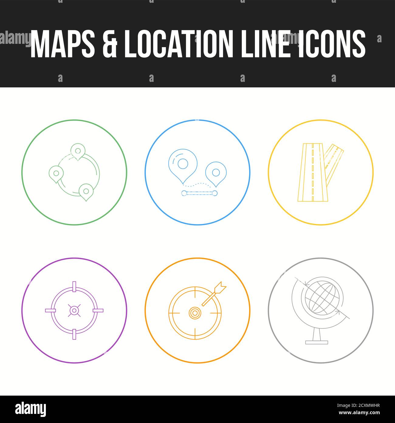 Unique icon set of maps & location line icons Stock Vector Image & Art ...