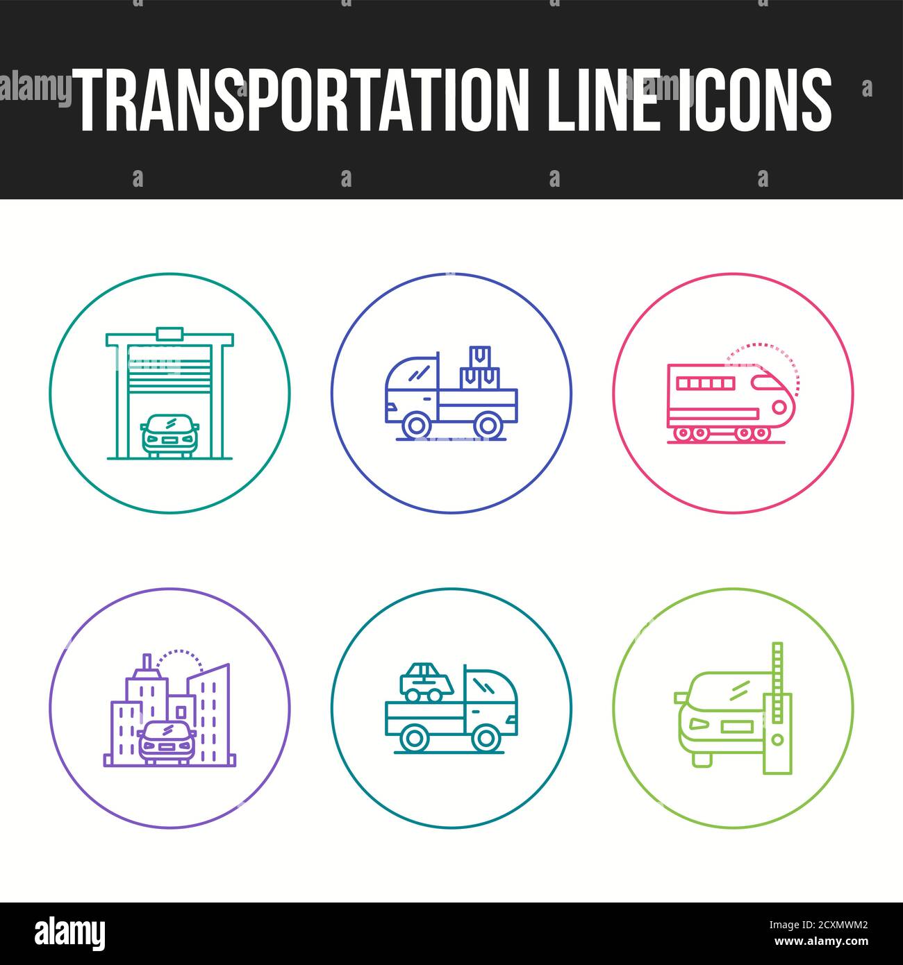 Icon Set of Unique Transportation Line Icon Stock Vector Image & Art ...