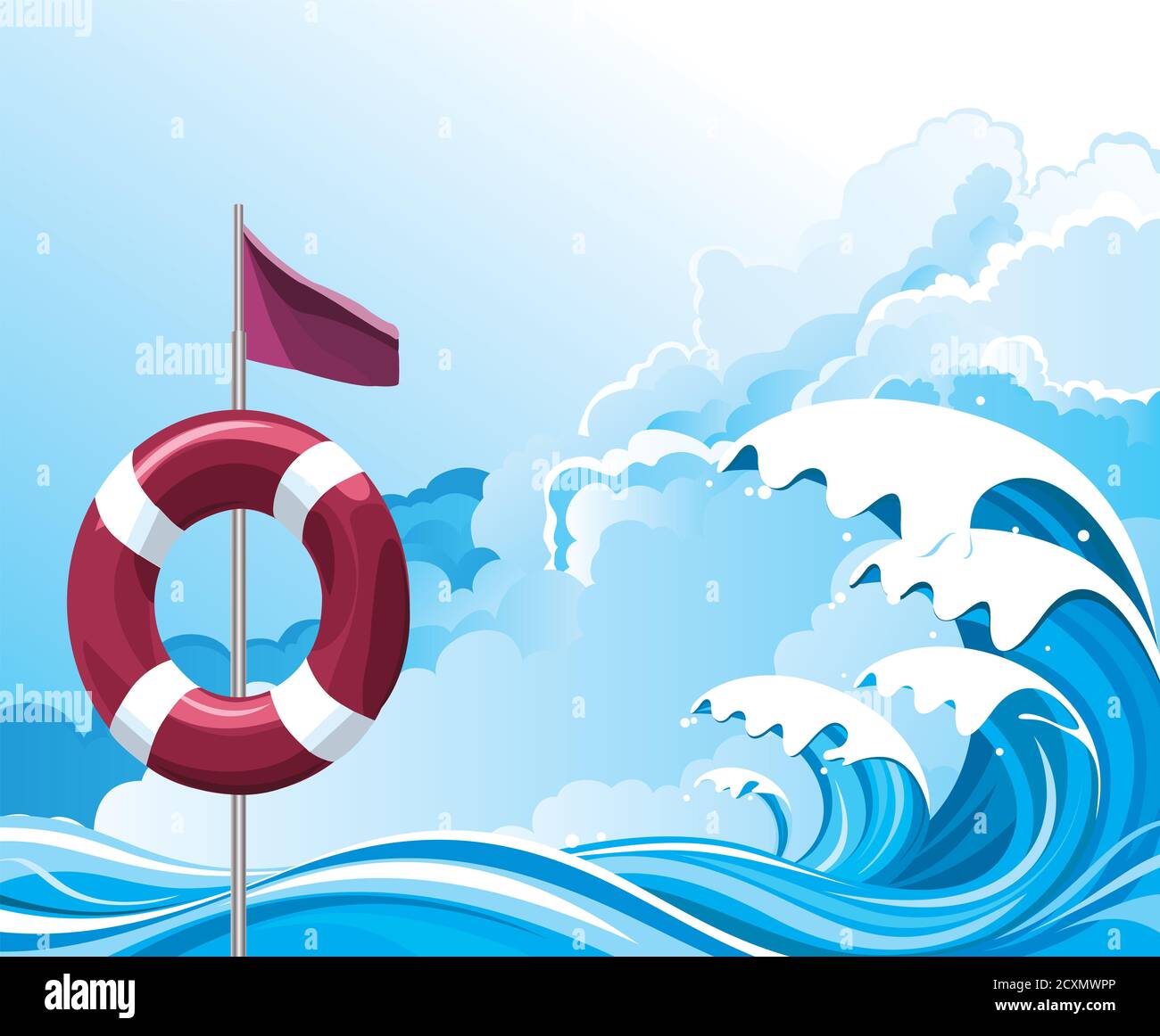 Warning read flag meaning it is dangerous to bathe or swim and people ...