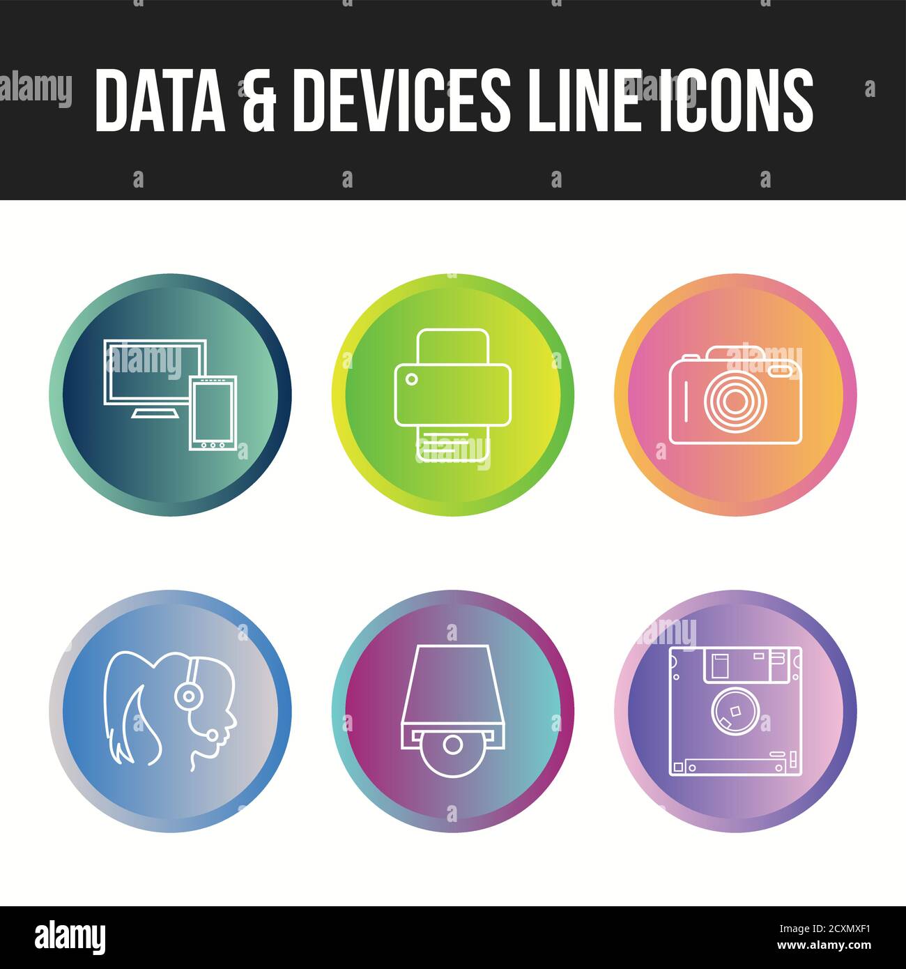 Unique Line vecor icon set of Data and devices icons Stock Vector Image ...