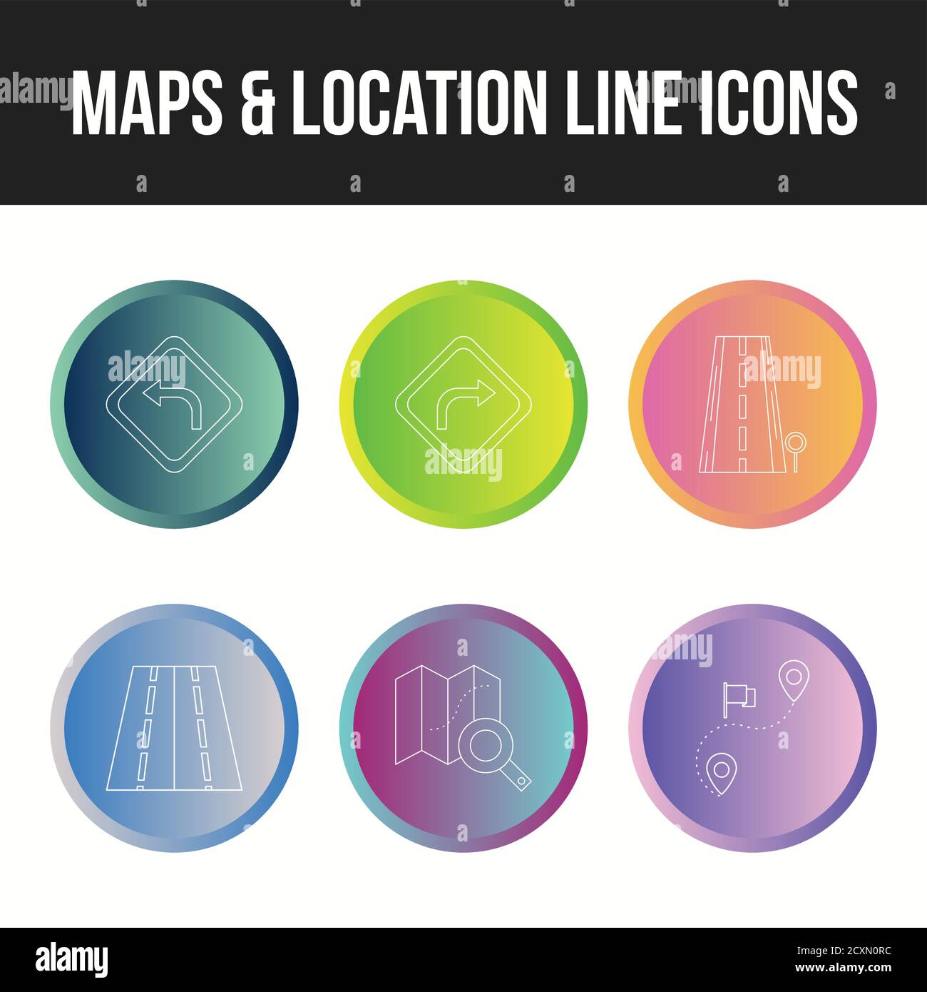 Beautiful maps & location unique line icon set Stock Vector Image & Art ...