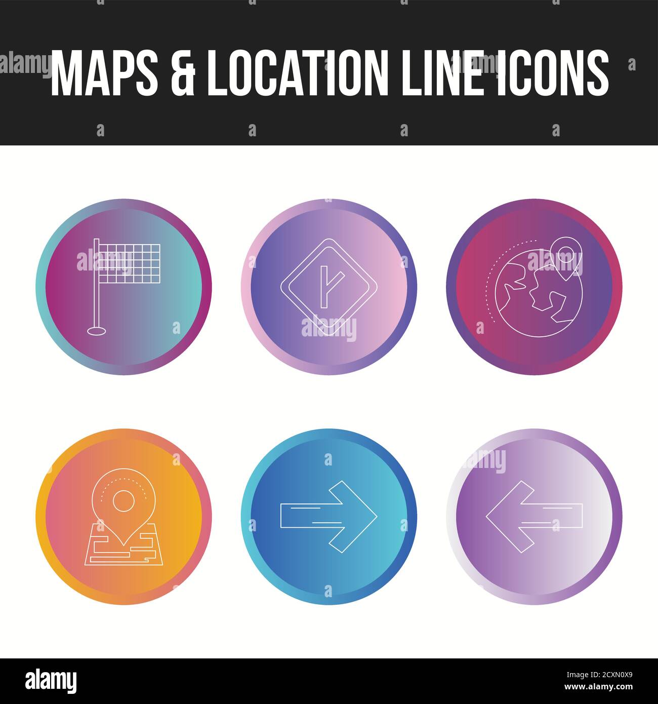 Set of beautiful maps & location line icons Stock Vector Image & Art ...