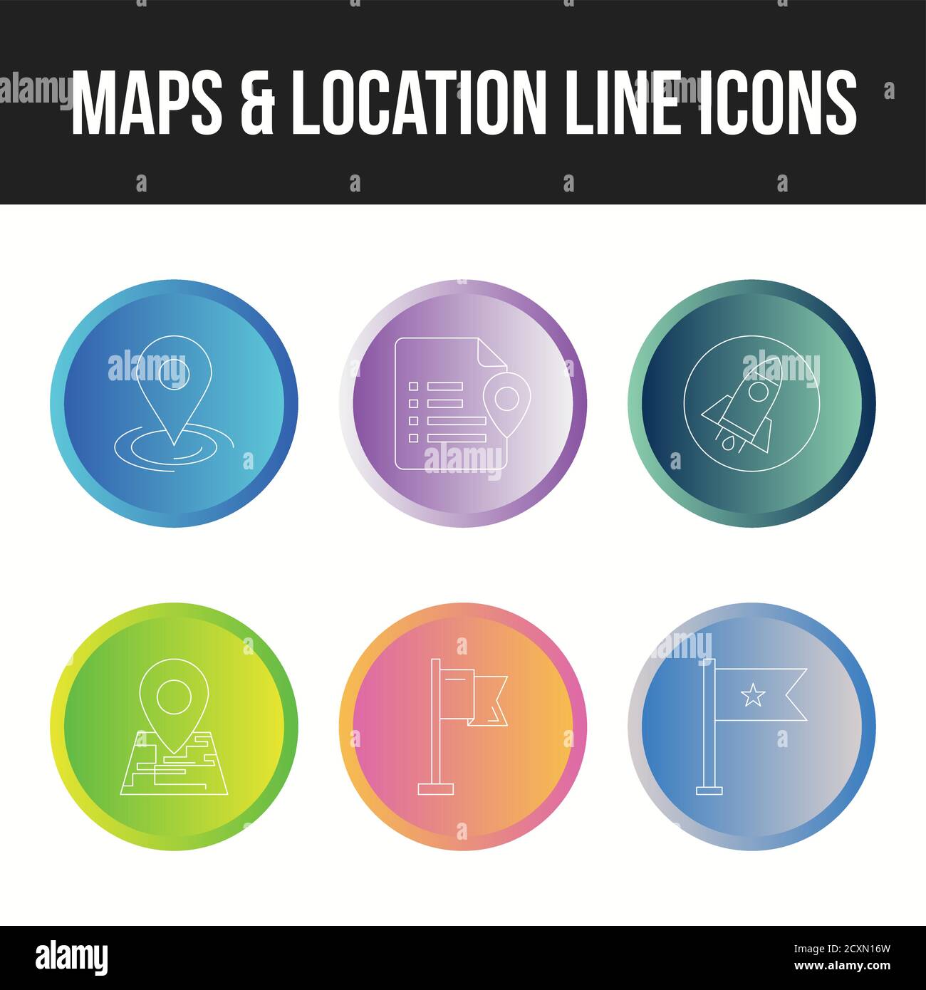Unique icon set of maps & location line icons Stock Vector Image & Art ...