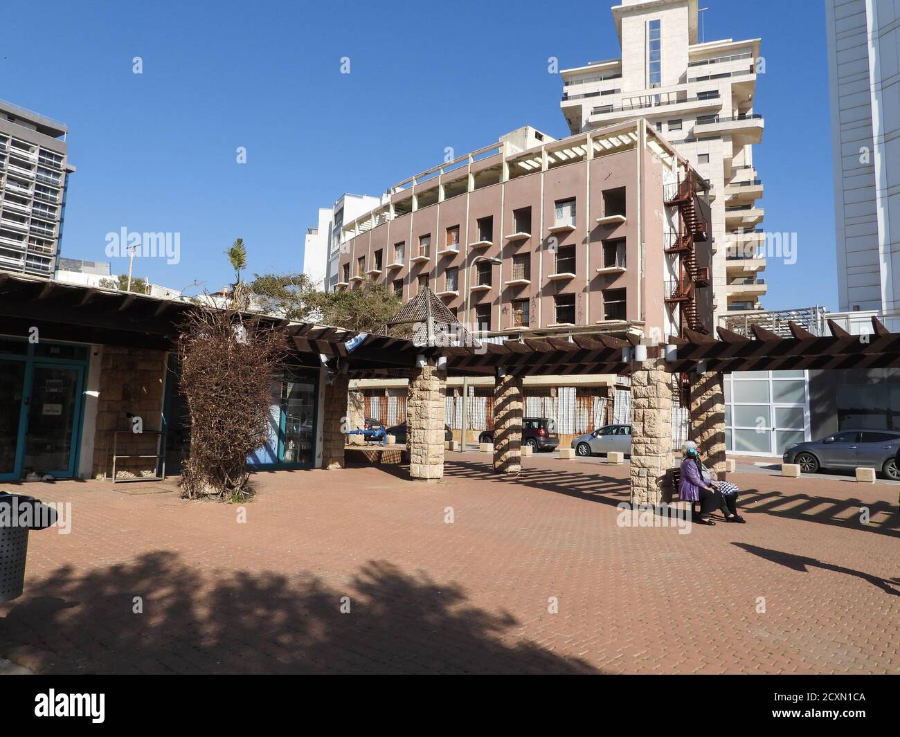 Israel, Sharon Region, Netanya coastal Promenade on the cliff ...