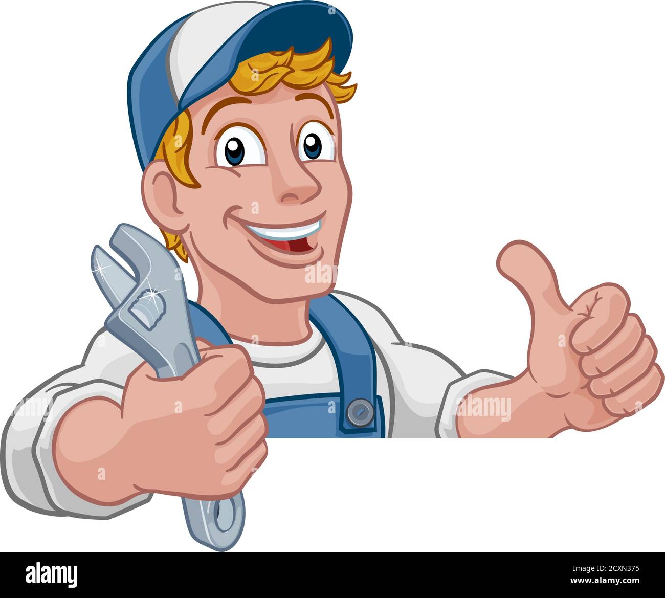 Mechanic Plumber Wrench Spanner Cartoon Handyman Stock Vector Image ...