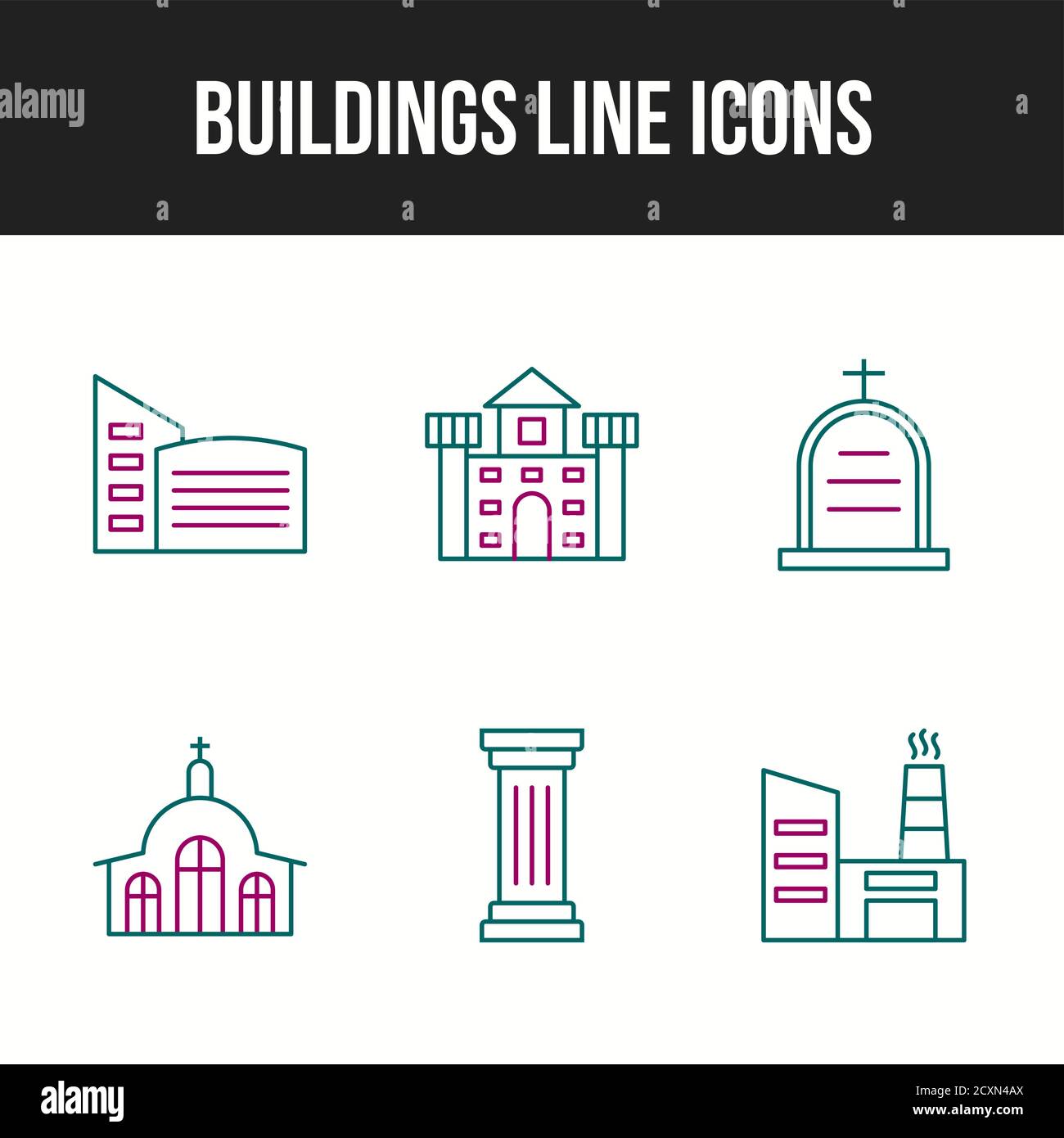 Beautiful buildings vector icon set for commercial use Stock Vector ...