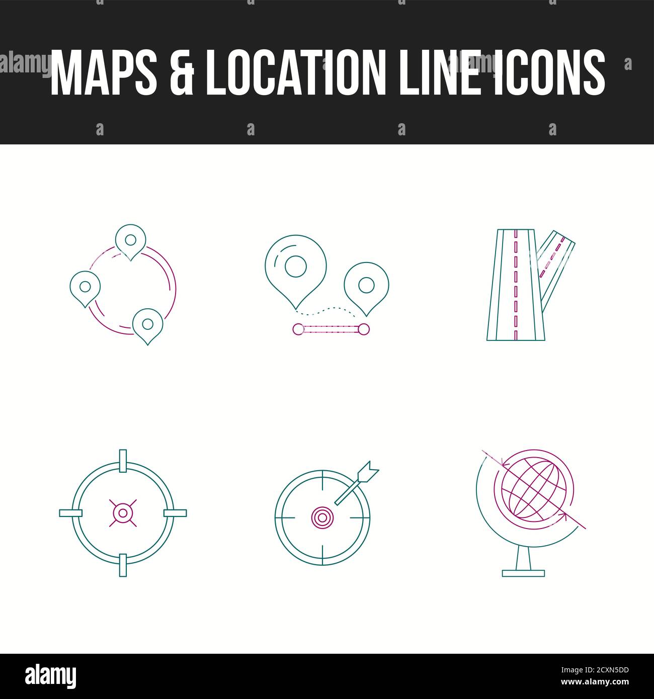 Unique icon set of maps & location line icons Stock Vector Image & Art ...