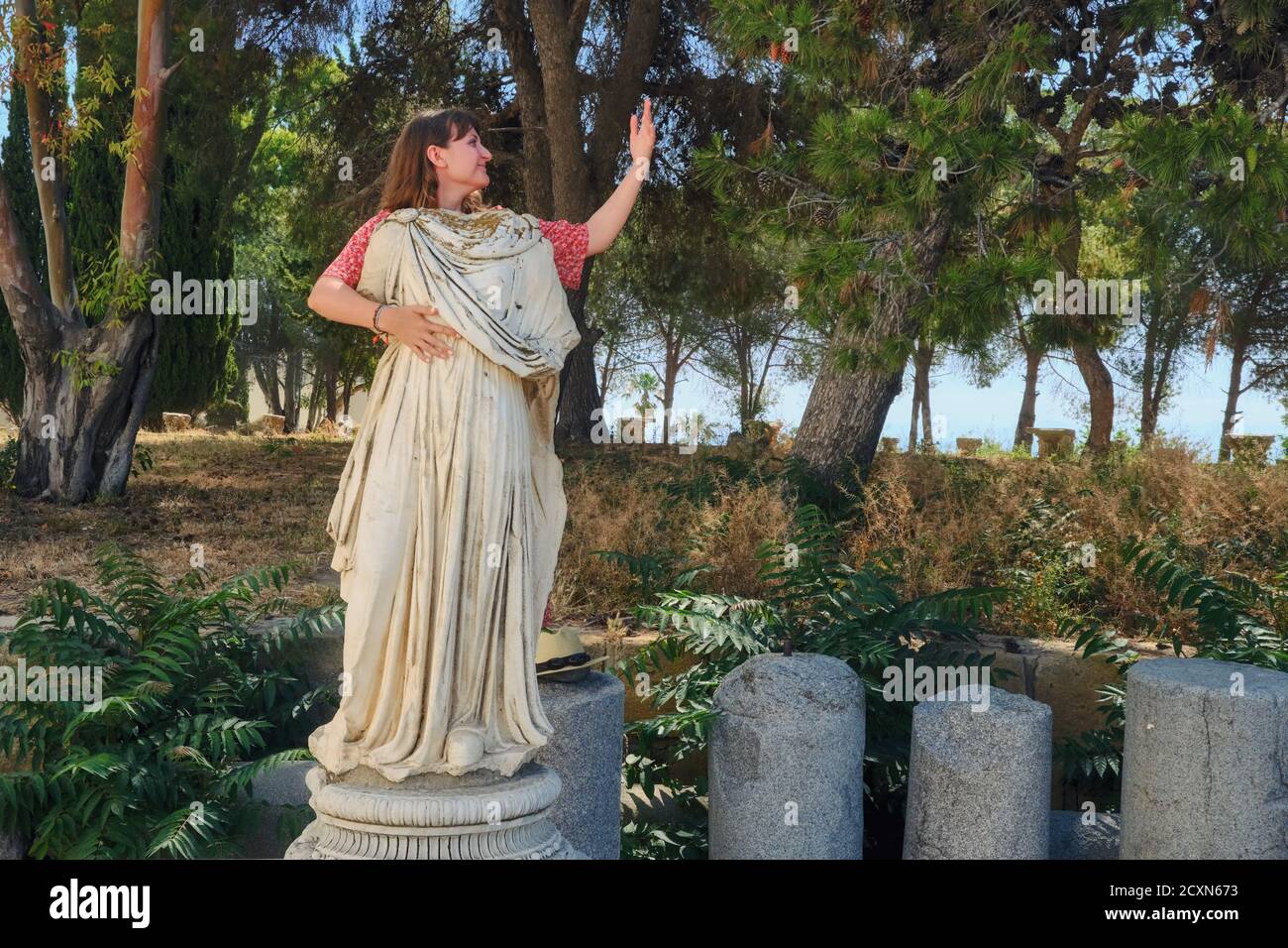Girl shows hand gesture as philosophers in ancient Greece Stock Photo ...