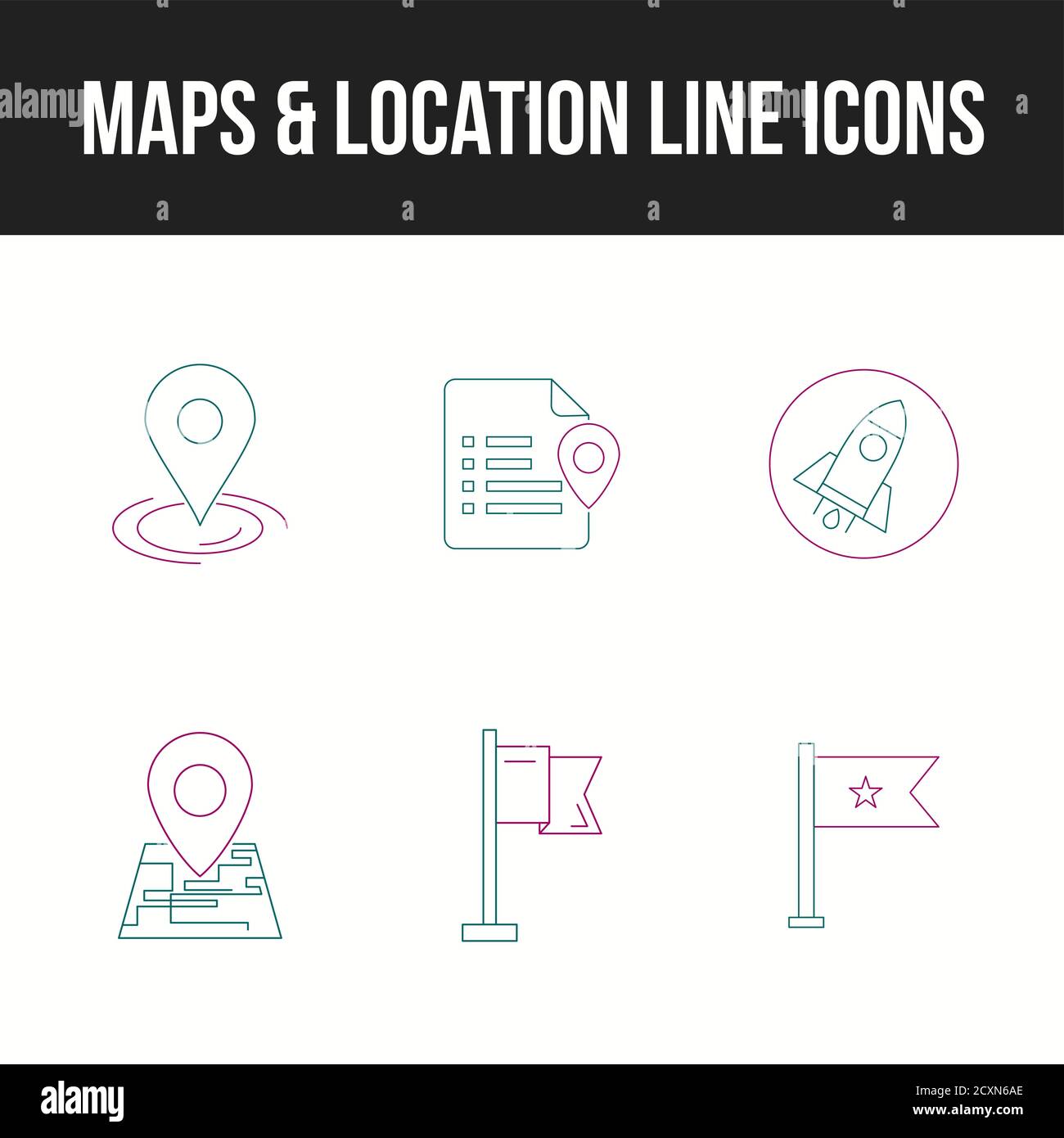 Unique icon set of maps & location line icons Stock Vector Image & Art ...