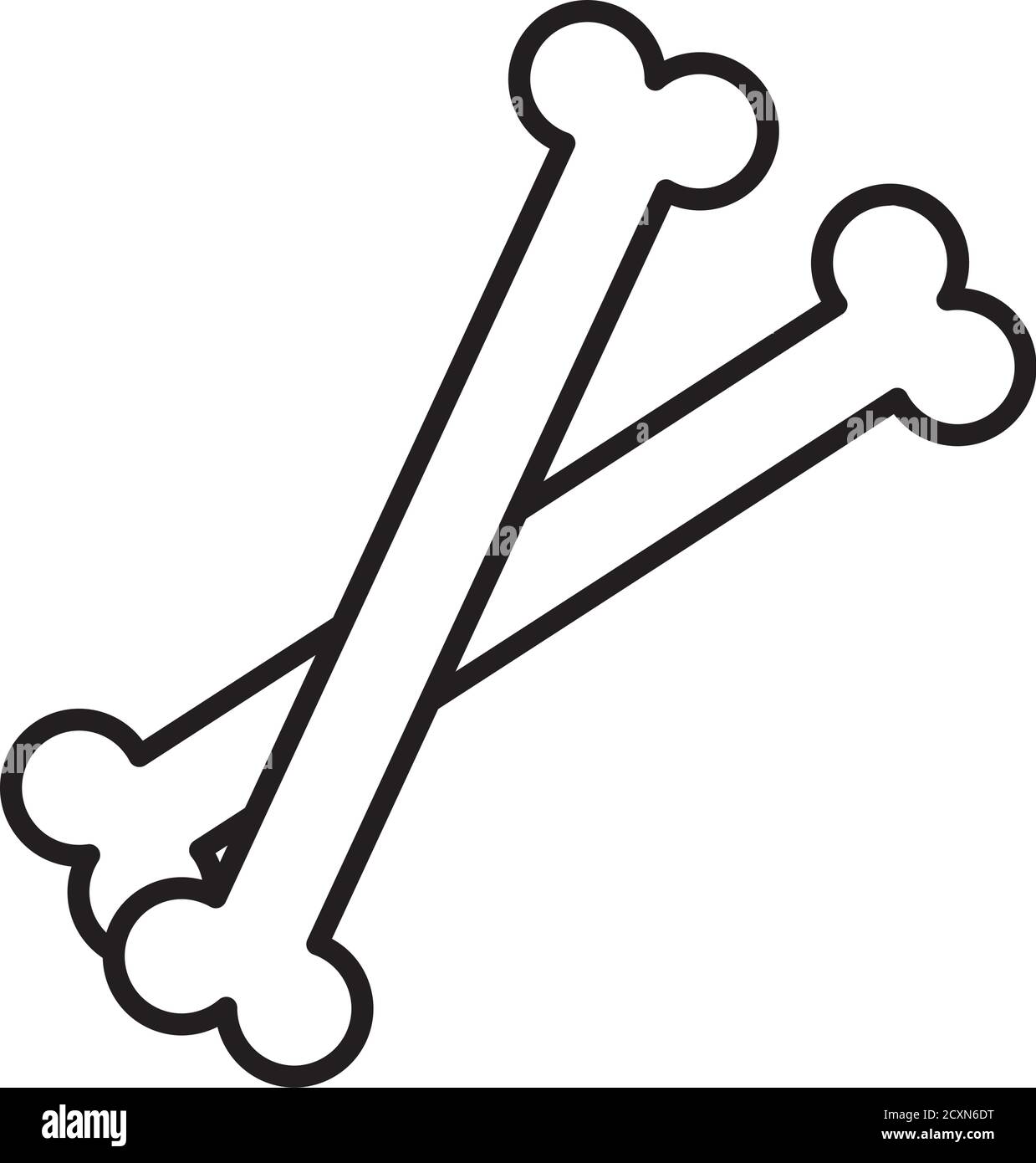 crossed bones icon over white background, line style, vector ...