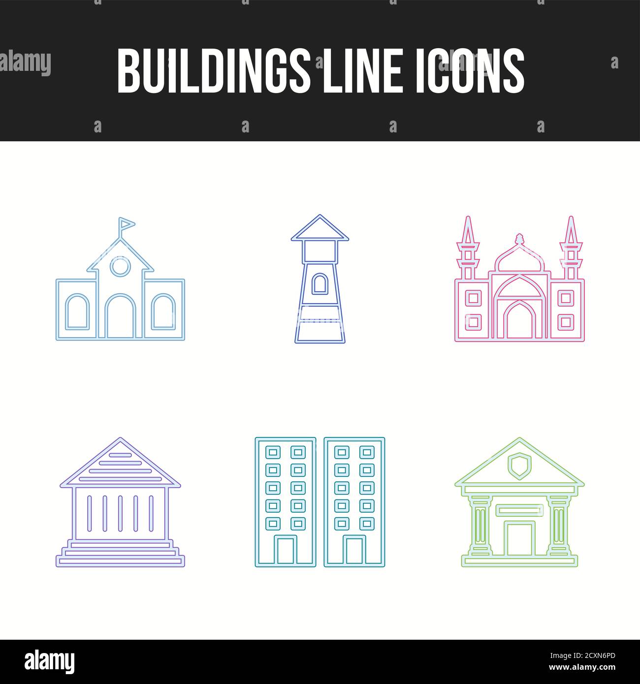 Unique Building and landmarks vector icon set Stock Vector Image & Art ...