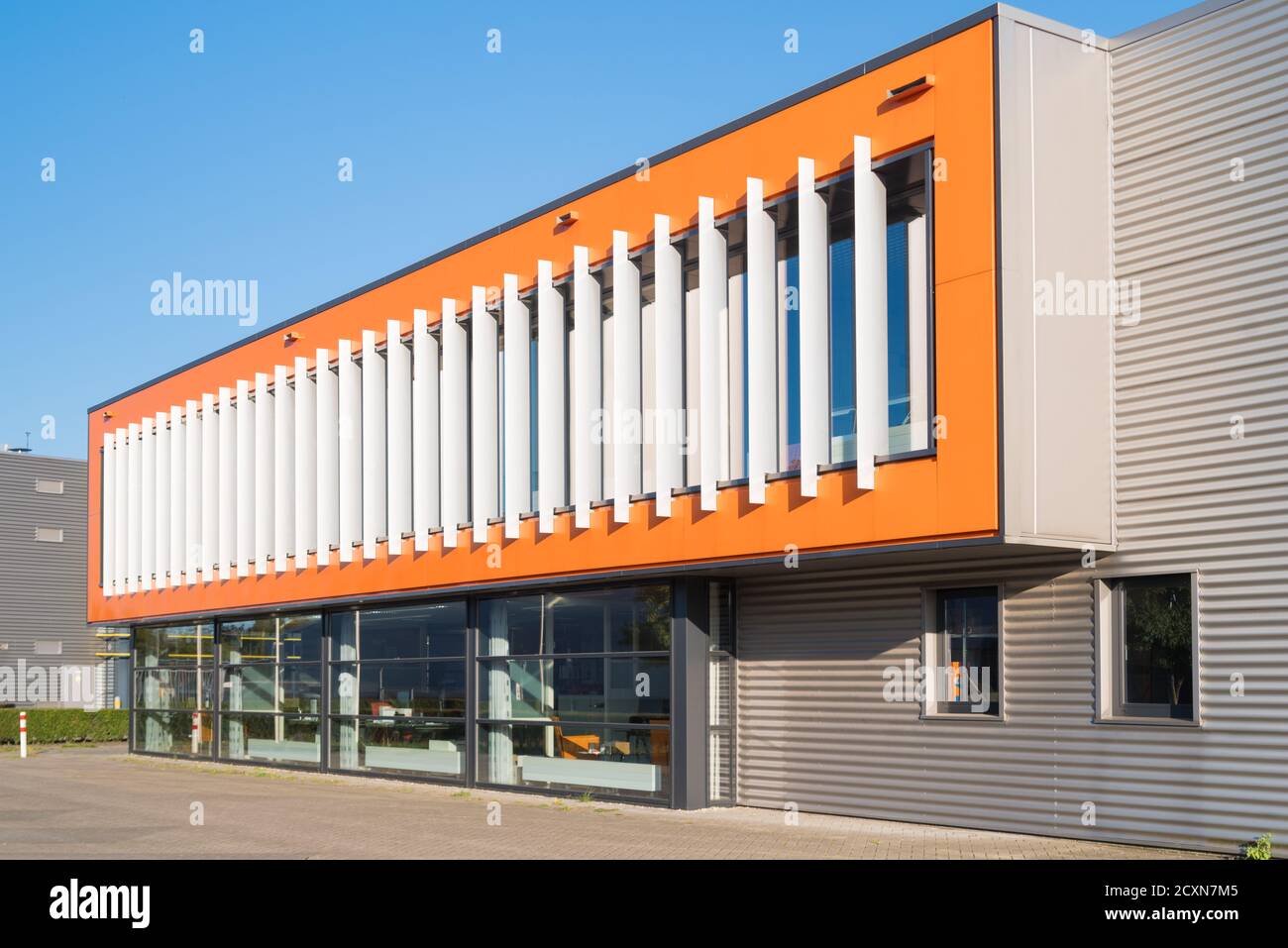 orange facade of a modern office building in the netherlands Stock ...