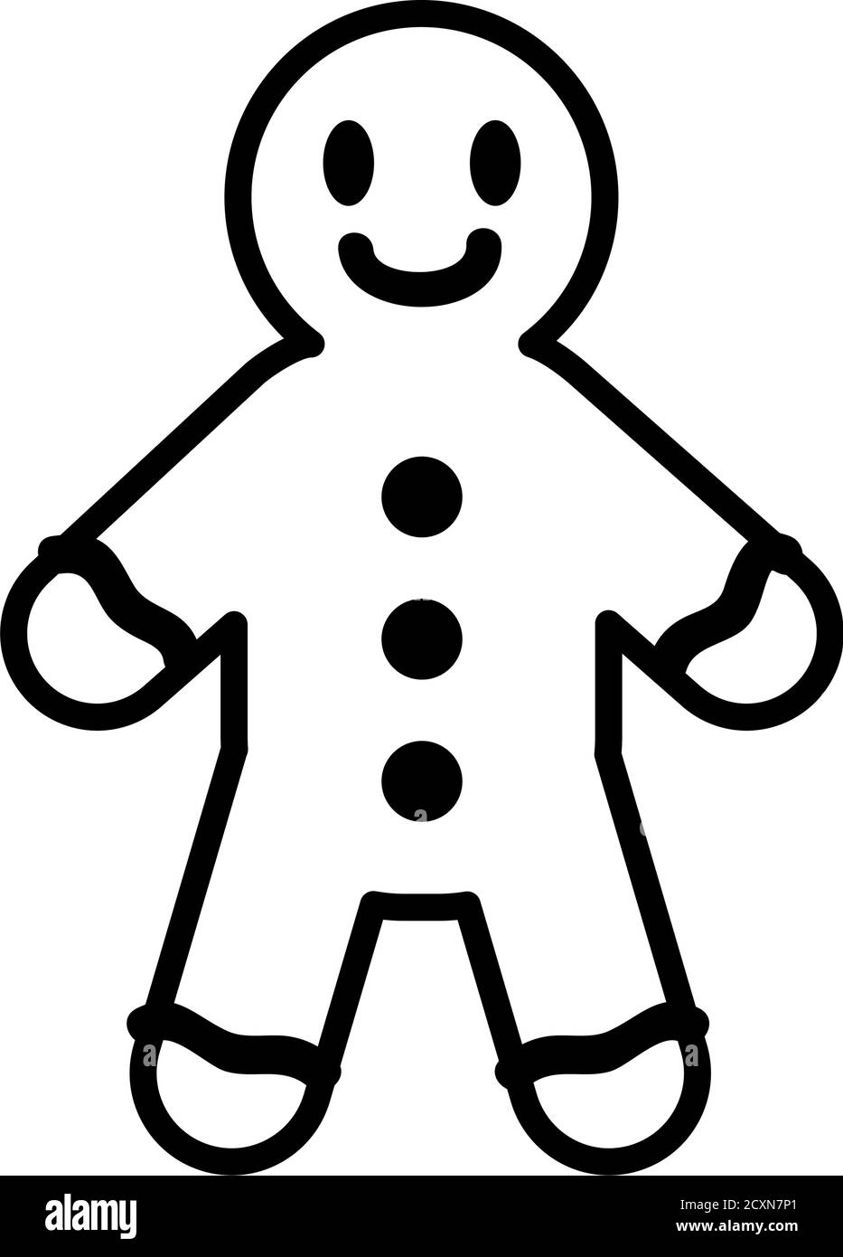 christmas ginger cookie icon over white background, line style, vector ...