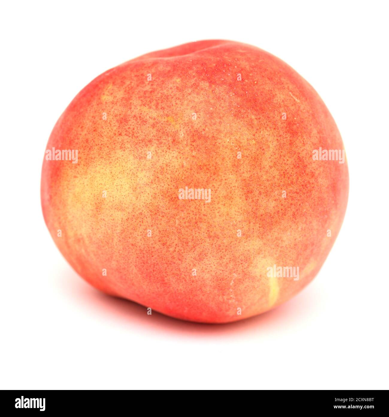 Red round ripe peach isolated on white background Stock Photo - Alamy