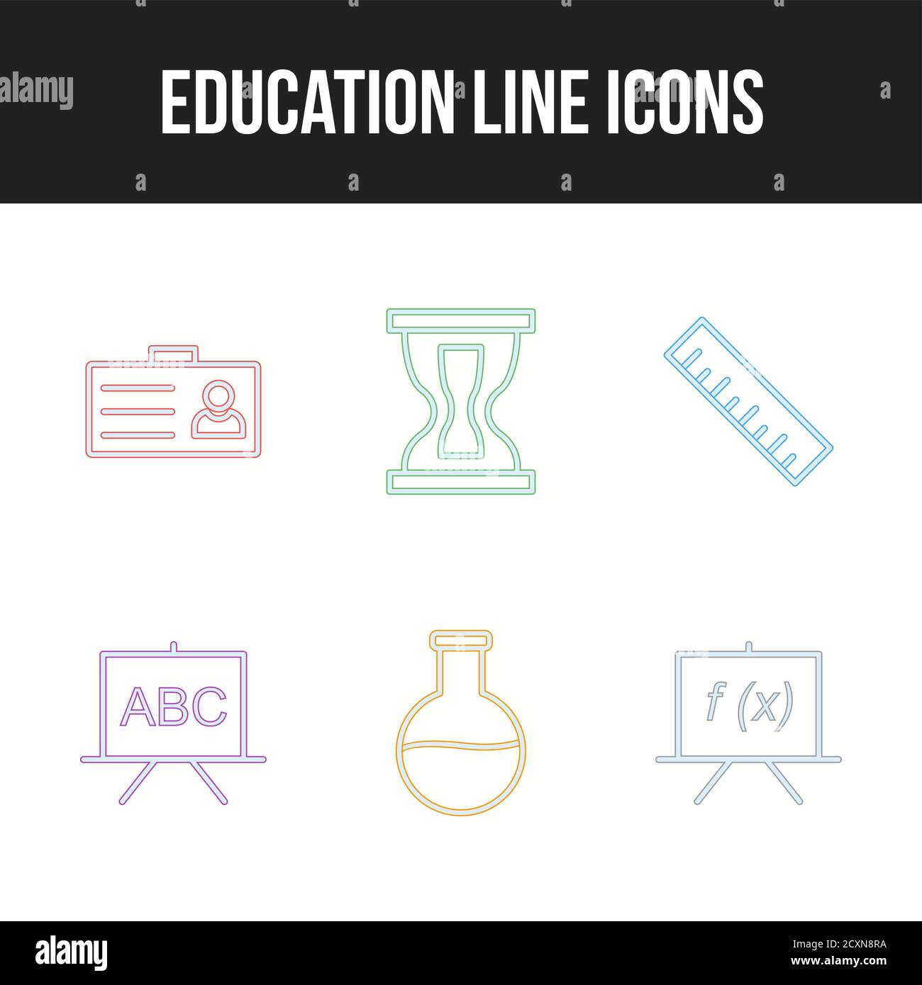 Beautiful Six Education & Schooling Line Icon set Stock Vector Image ...